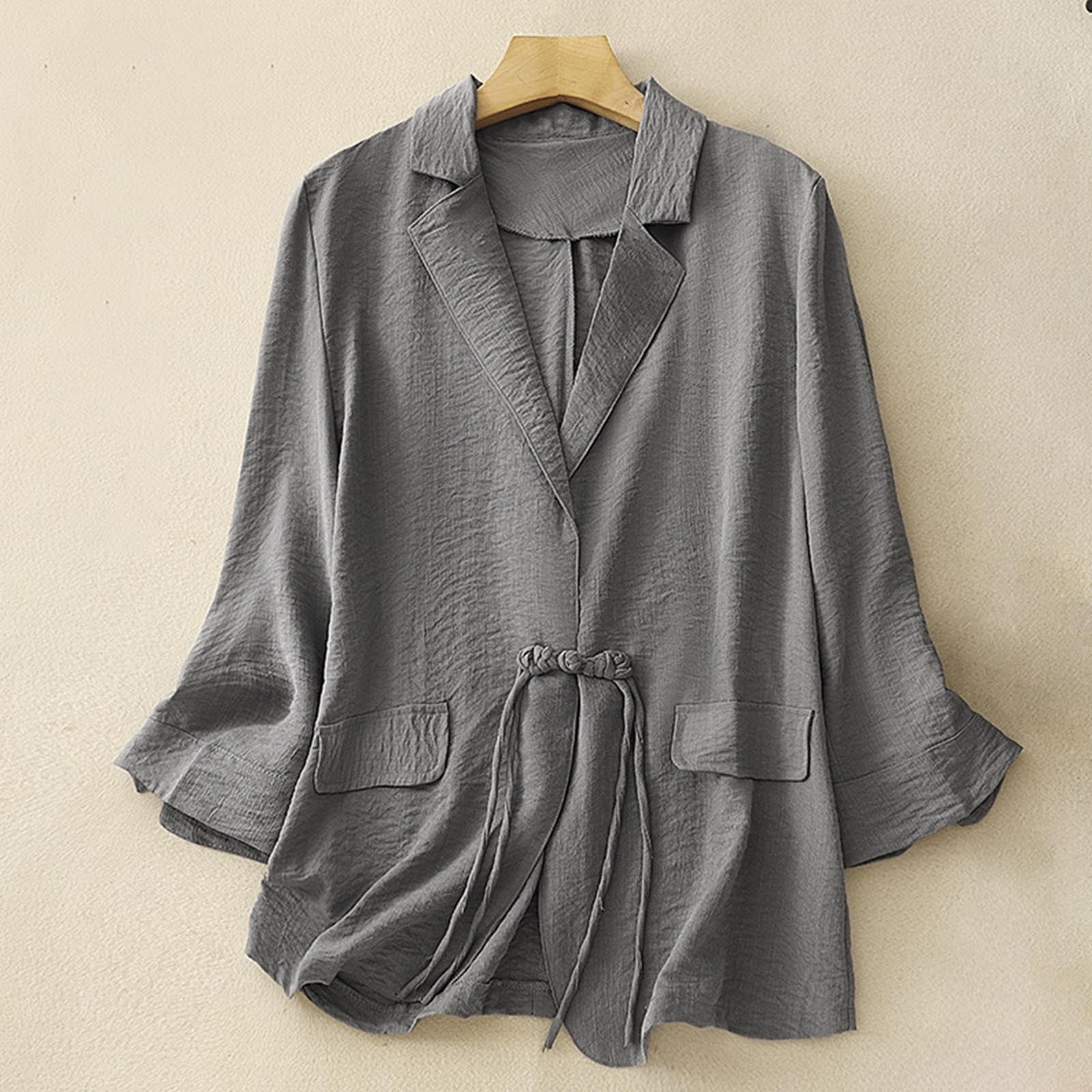 Nrmvnmi Cotton Linen Blazer Women Suit Jackets for Work Business Casual ...