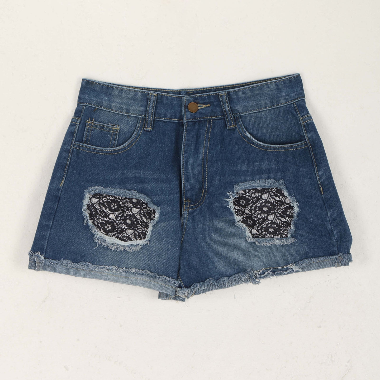 Nrmvnmi Denim Shorts for Women Independence Day Mid Rise Ripped Jean ...