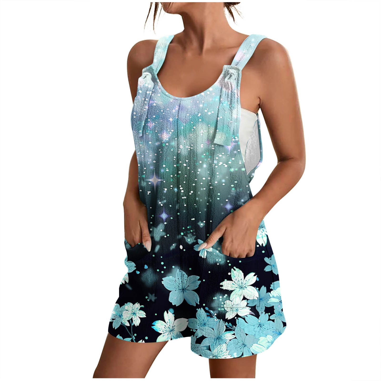 Nrmvnmi Floral Summer Short Rompers for Women 2024 Casual Loose ...