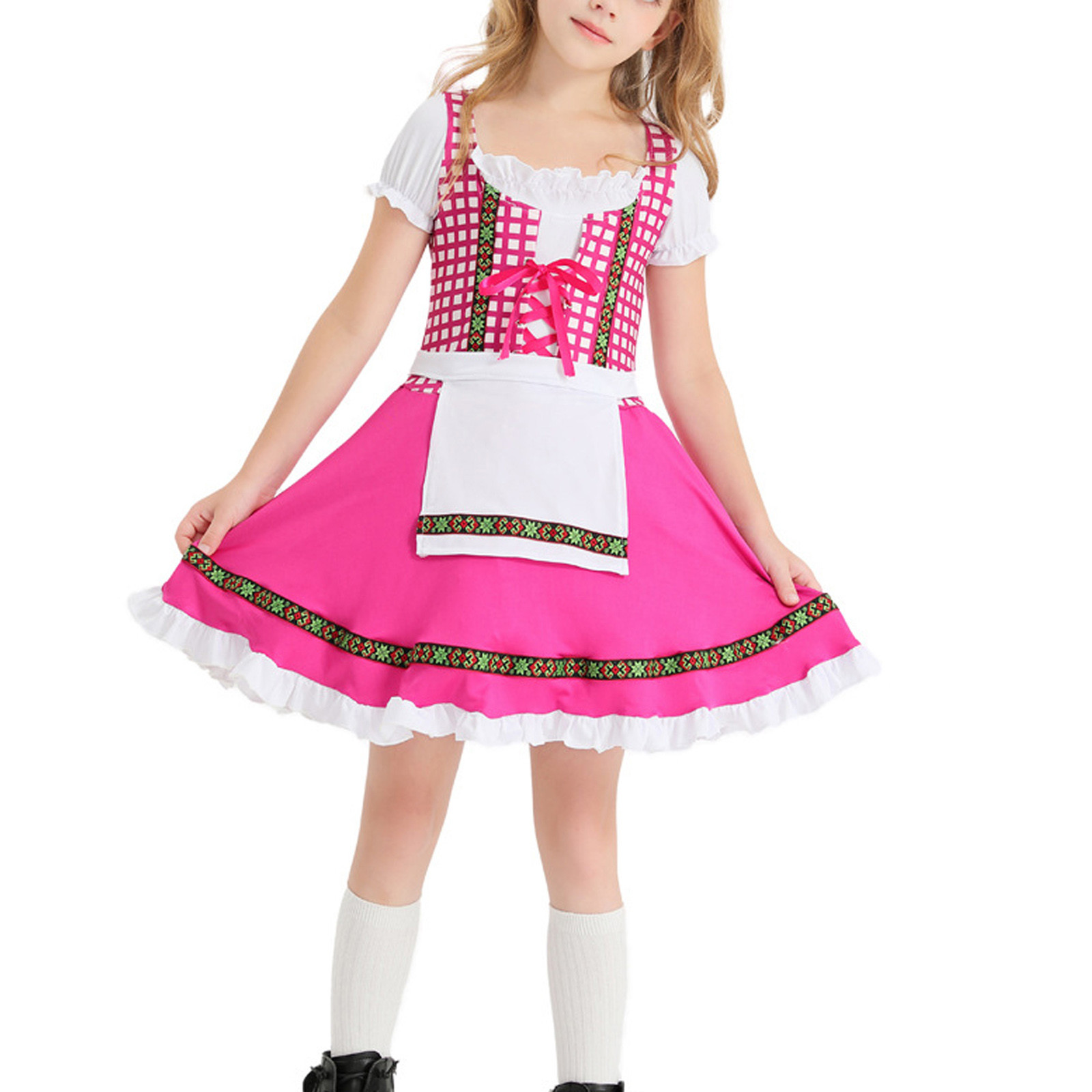 Nrmvnmi Girls German Beer Dirndl Dresses Short Sleeve Oktoberfest ...