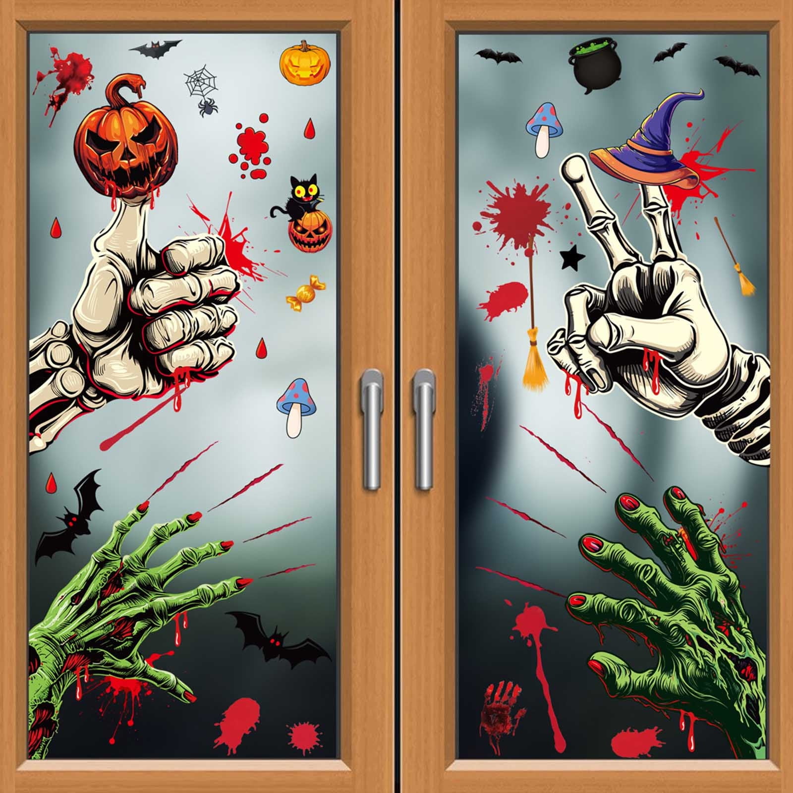 Nrmvnmi Halloween Decorations Stickers Window Wall Floor Clings Bloody ...