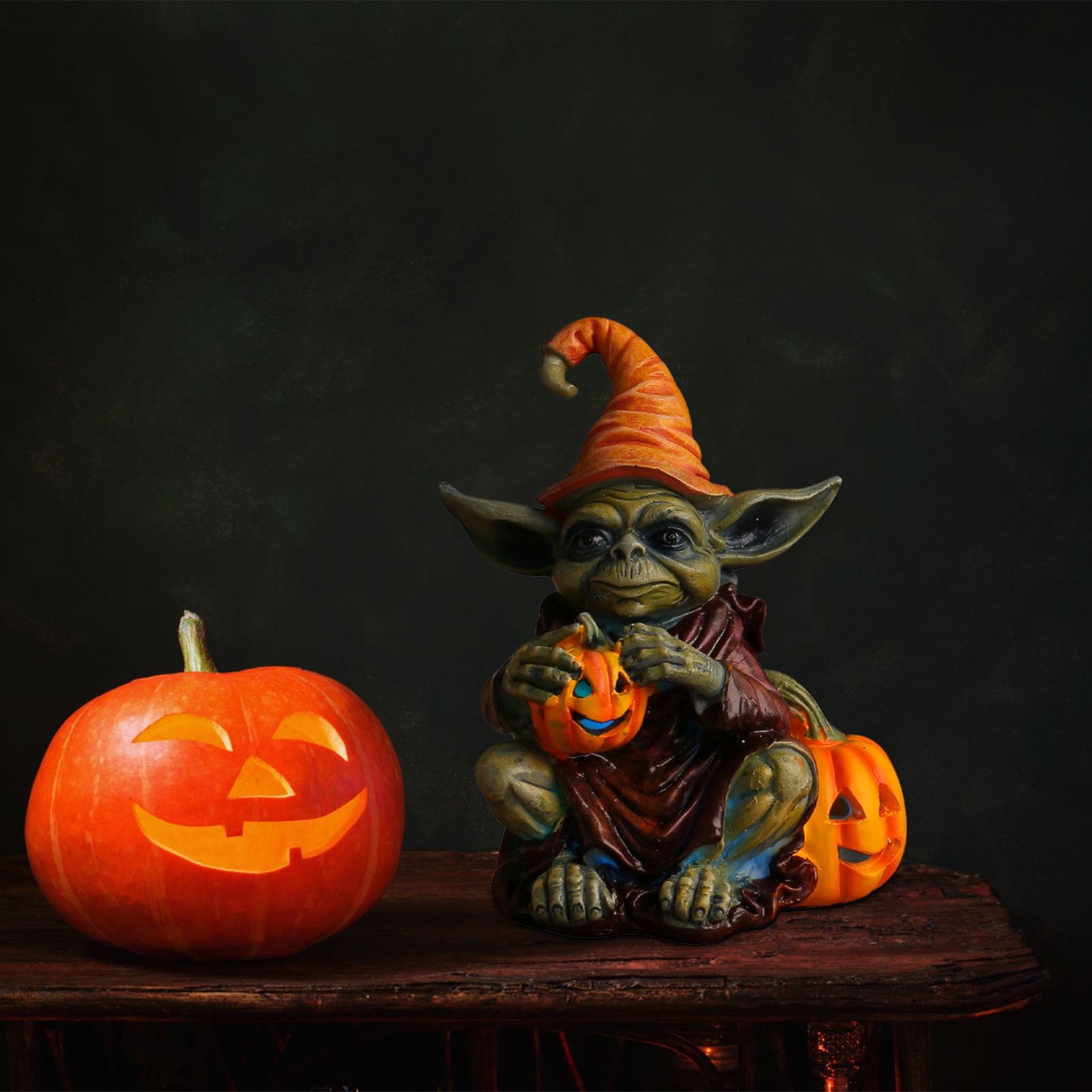 Nrmvnmi Halloween Pumpkin Alien Decor Resin Pumpkin Dwarf Statue with ...