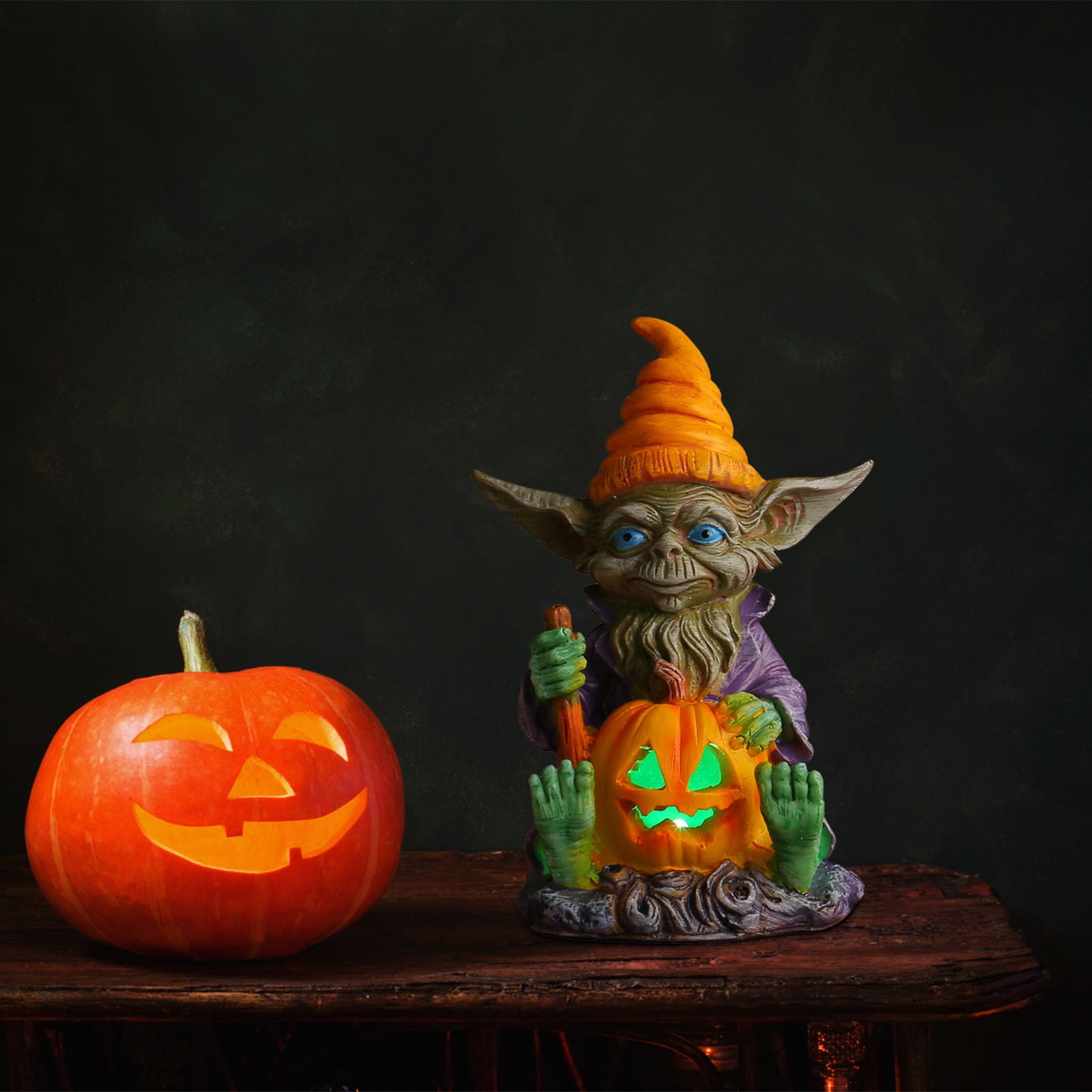 Nrmvnmi Halloween Pumpkin Alien Decor Resin Pumpkin Dwarf Statue with ...