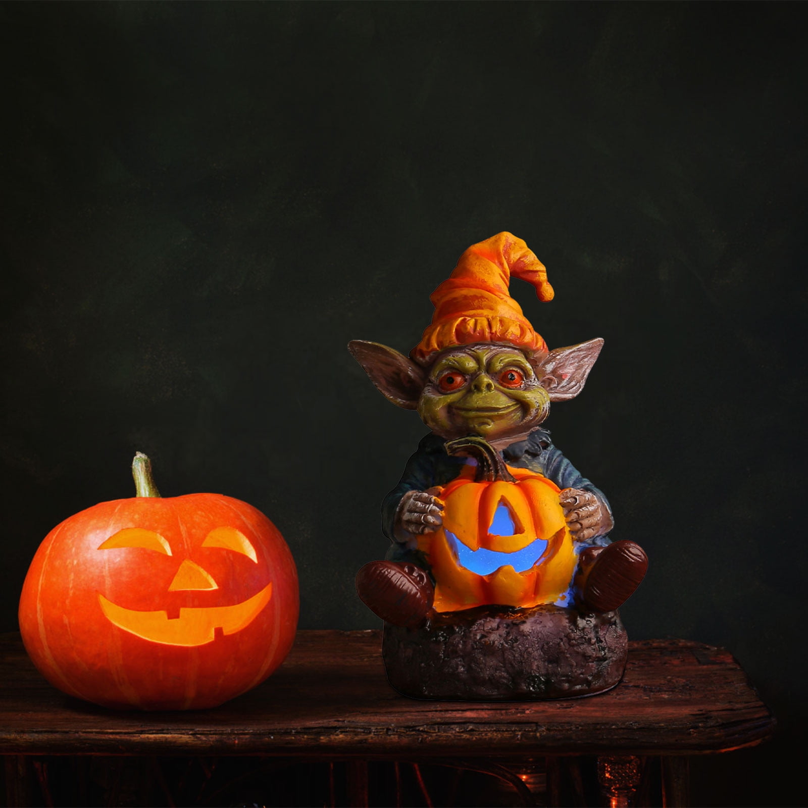 Nrmvnmi Halloween Pumpkin Alien Decor Resin Pumpkin Dwarf Statue with ...