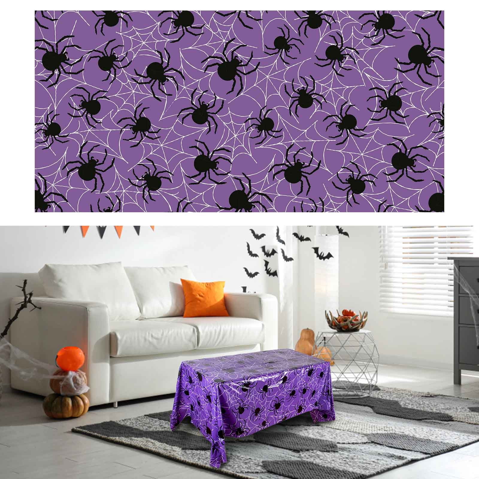Nrmvnmi Halloween Spider Web Tablecloths 51.2x86.6inch Disposable ...