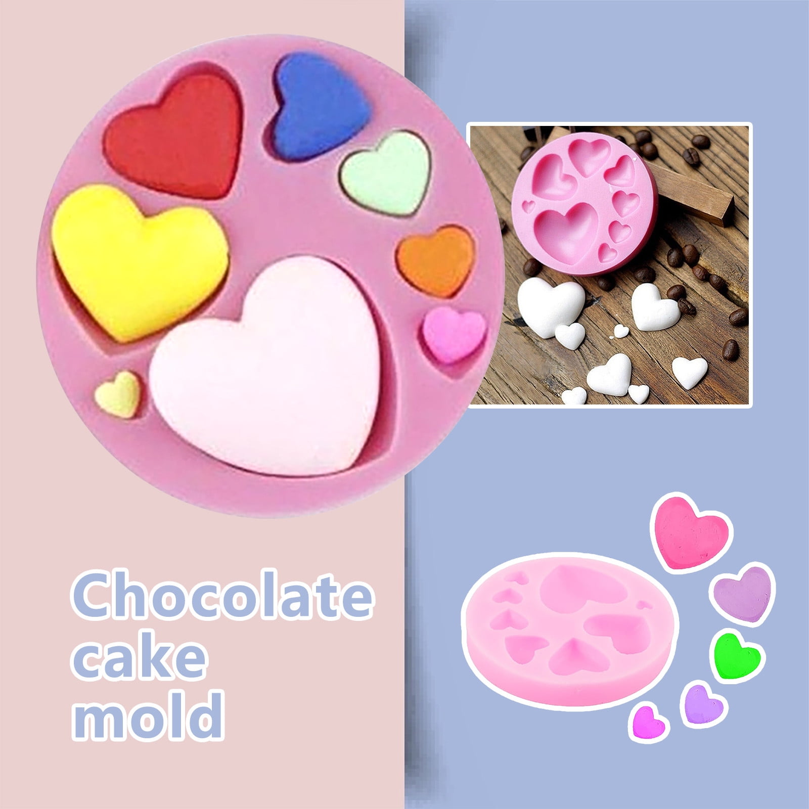 Nrmvnmi Heart Silicone Molds,2 Pieces Mixed Size Silicone Candy Molds ...