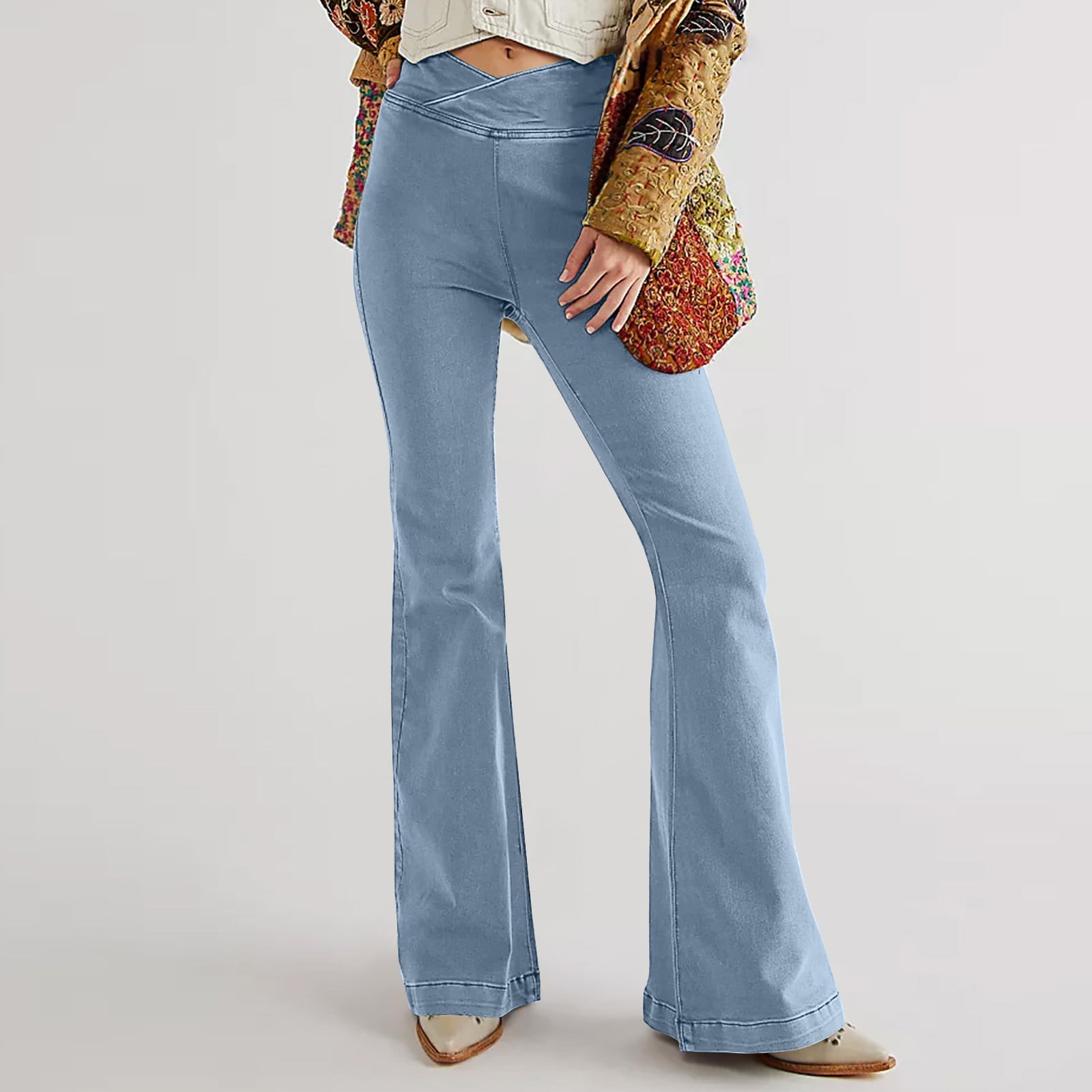 Nrmvnmi High Waisted Ripped Flare Jeans for Women Distressed Bell ...