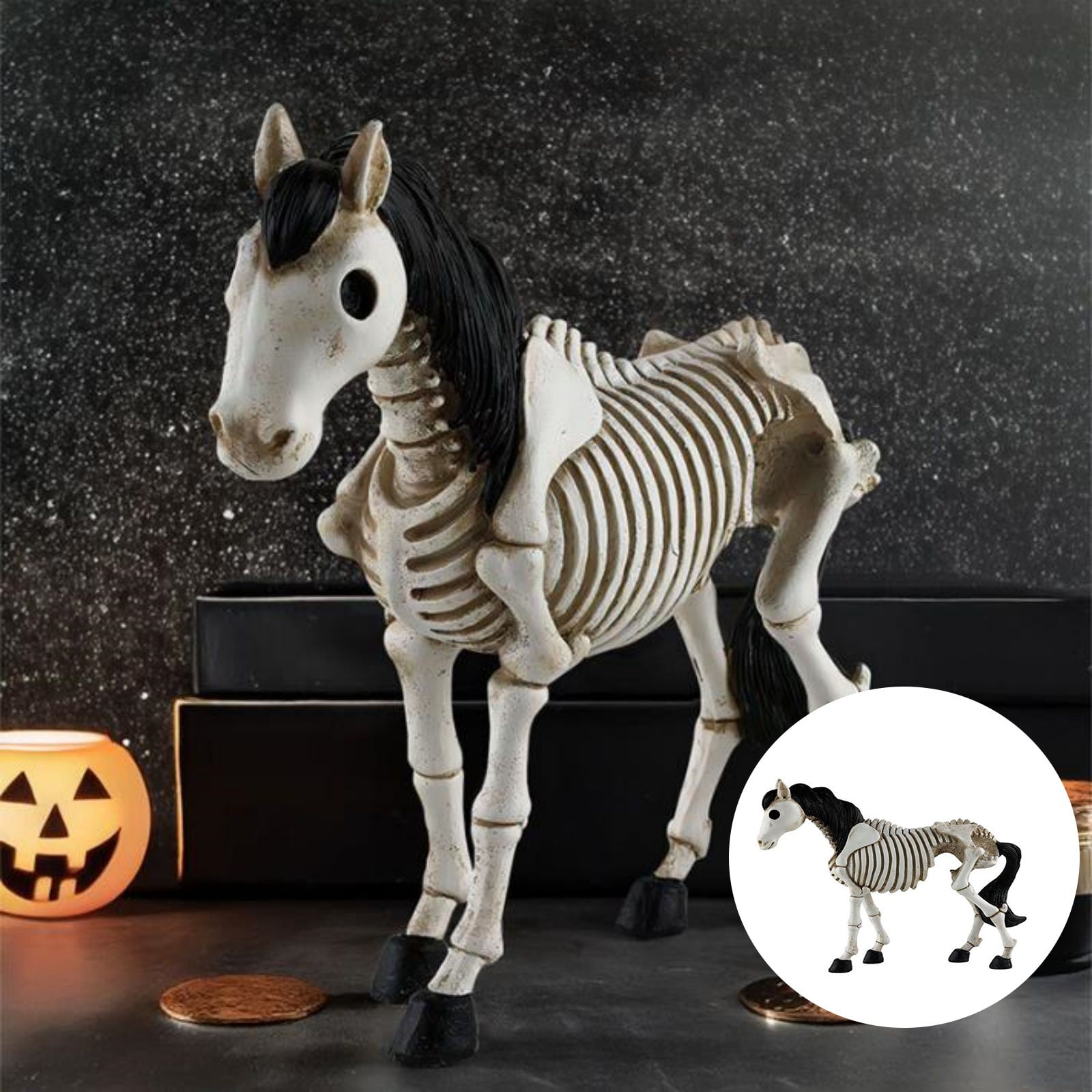 Nrmvnmi Horse Skeleton Halloween Decor 2024 Skeleton Horse Statue ...