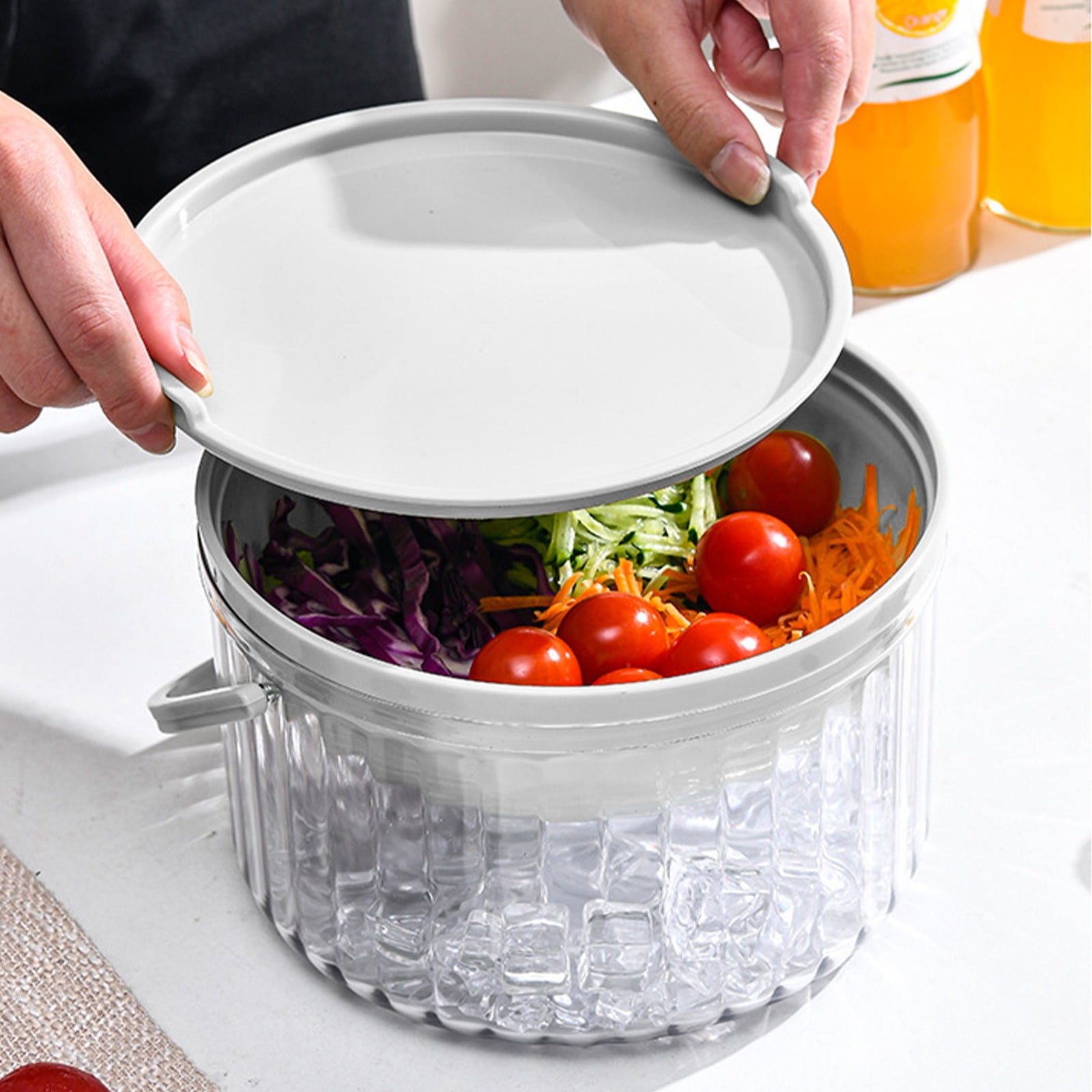 Nrmvnmi Large Salad Bar Salad Bowl with Ice Chiller Base and Lid ...