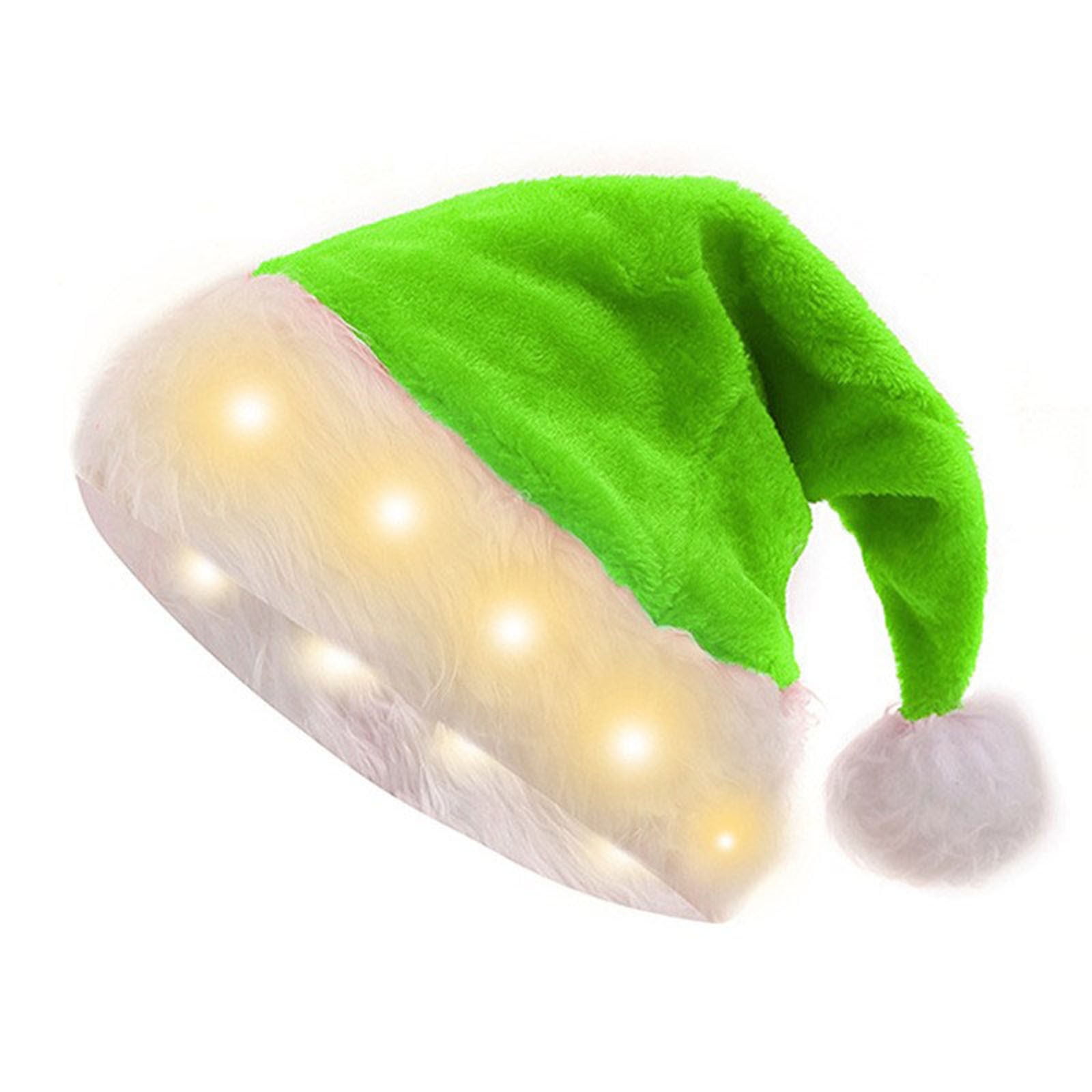Nrmvnmi Light Up Santa Hat, Plush Christmas Hats, Funny Christmas Hats ...