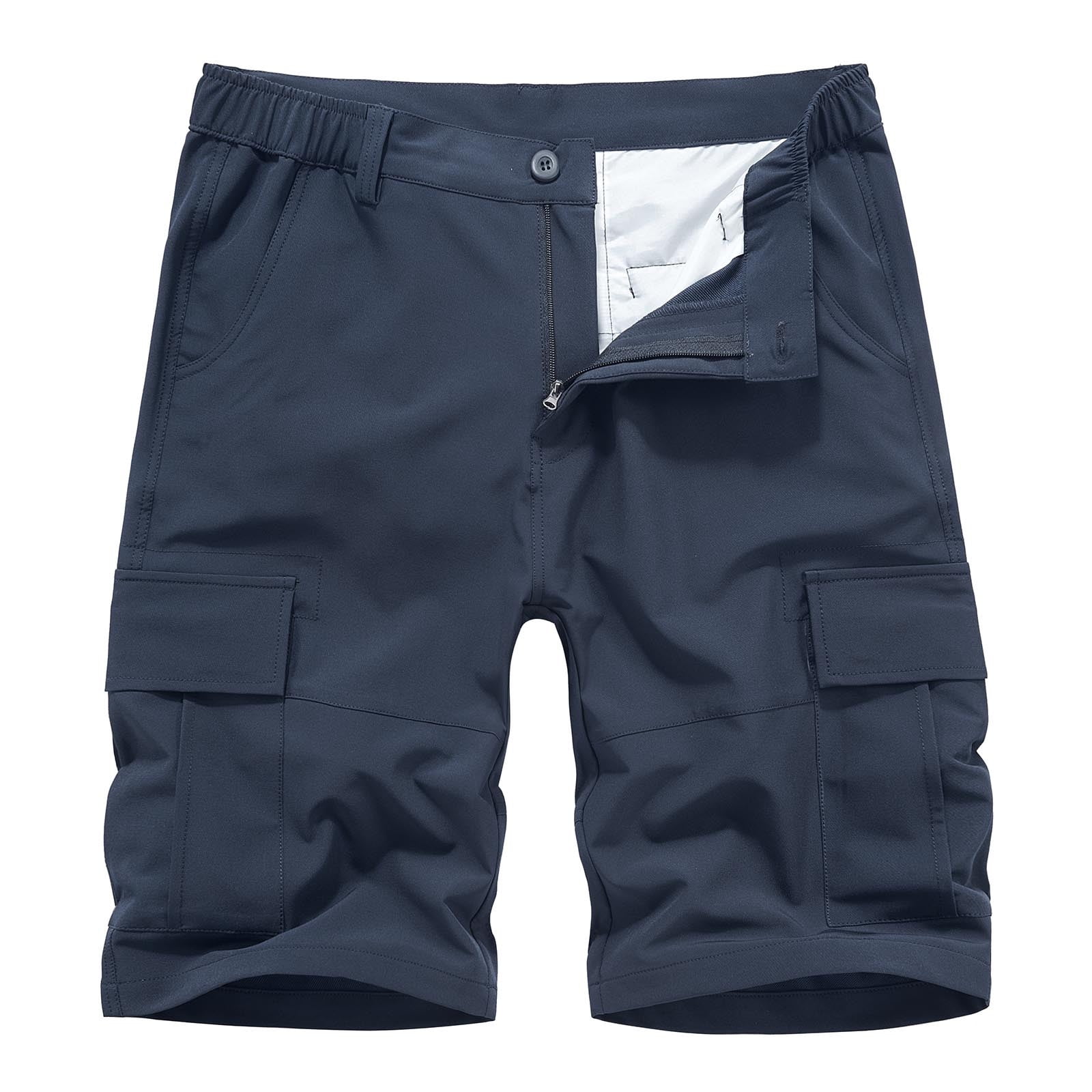 Nrmvnmi Men Casual Solid Zipper Button Pockets Elastic Waist Cropped ...