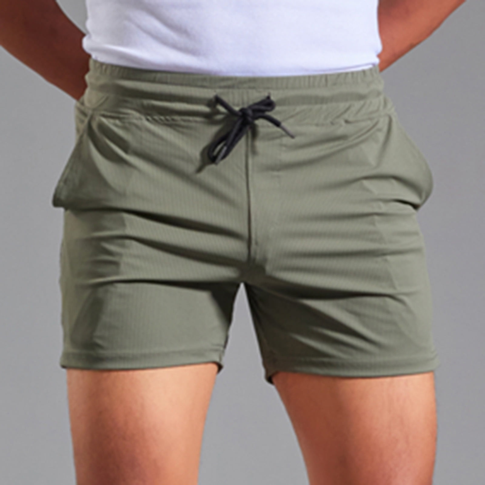 Nrmvnmi Men Solid Fashion Pockets Sports Elastic Mid-waist Lace-up ...