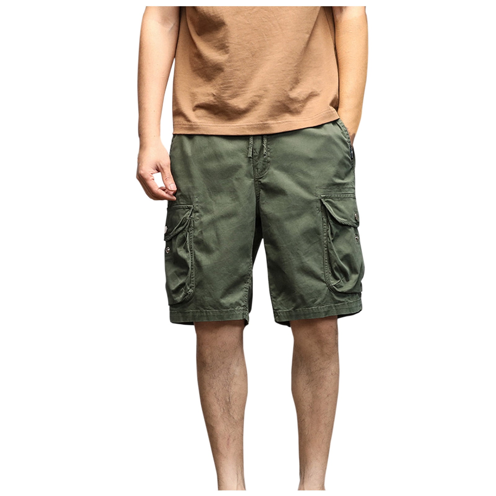 Nrmvnmi Men's Summer Fashion Solid Color Casual Shorts Multi-Pocket ...
