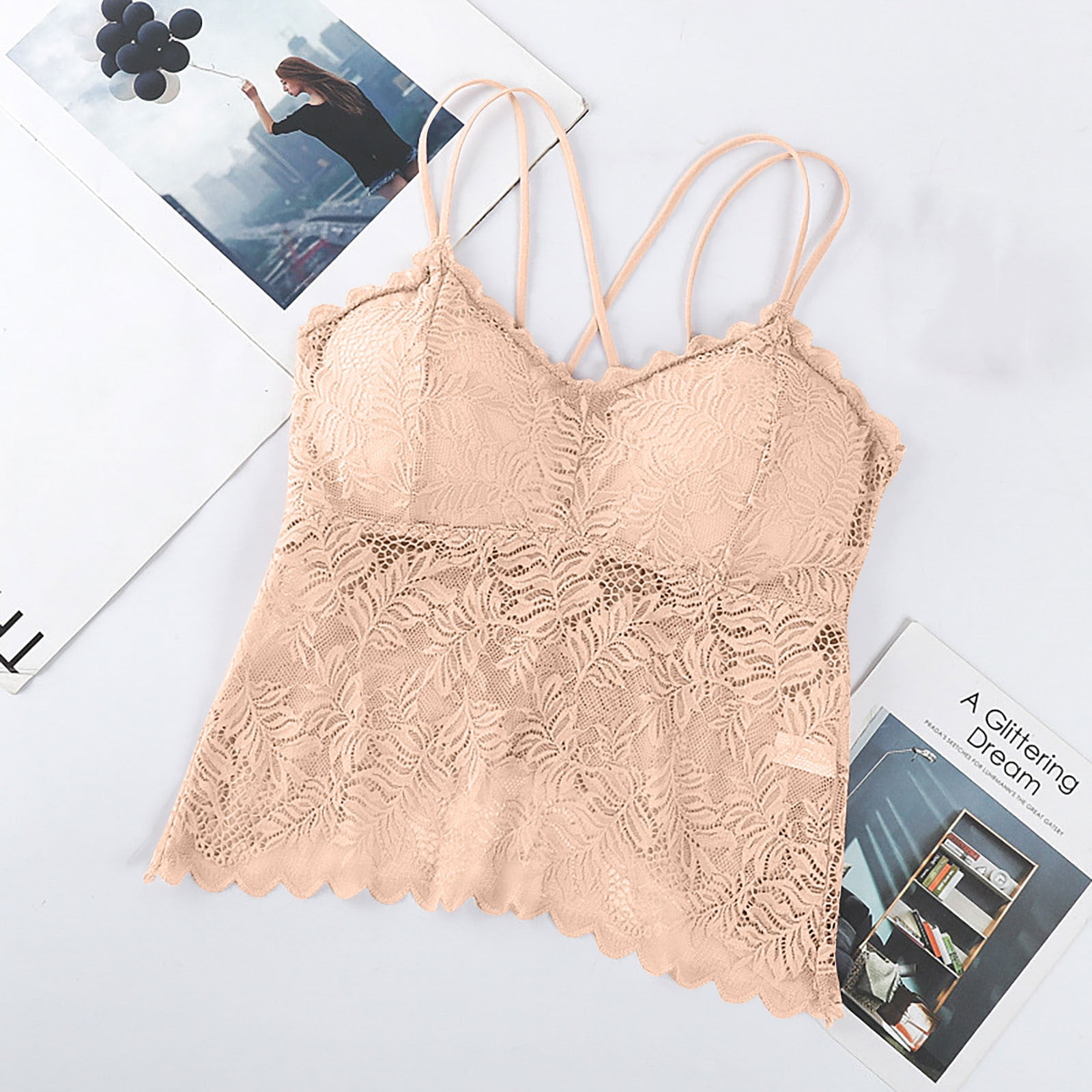 Nrmvnmi Pajamas Tops For Womens Modal Built-in Bra Padded Camisole Yoga ...