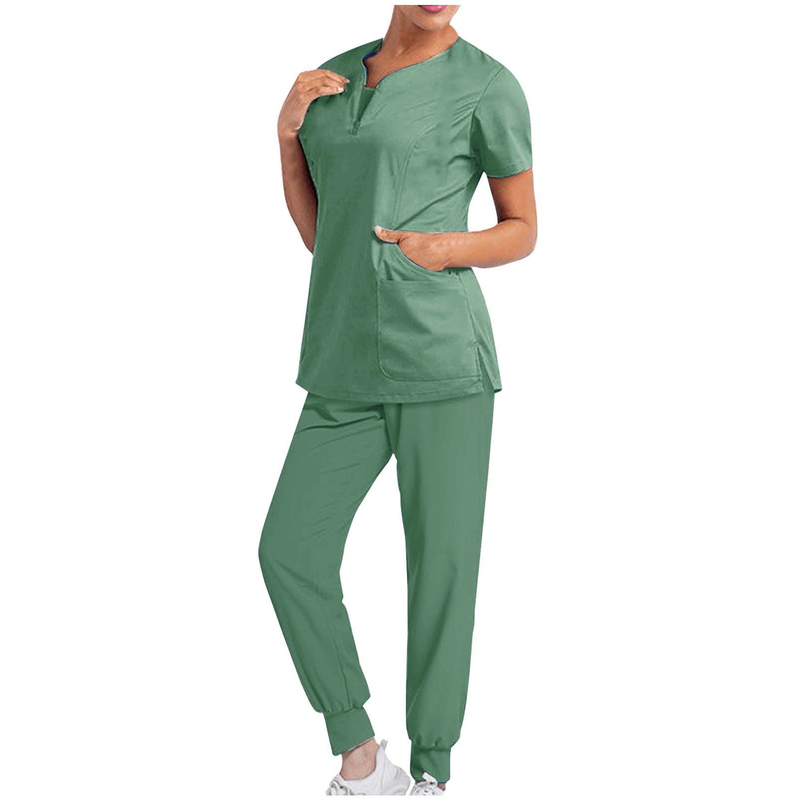 Nrmvnmi Scrubs Set for Women - Stretch V-Neck Scrub Top & Jogger Pant ...