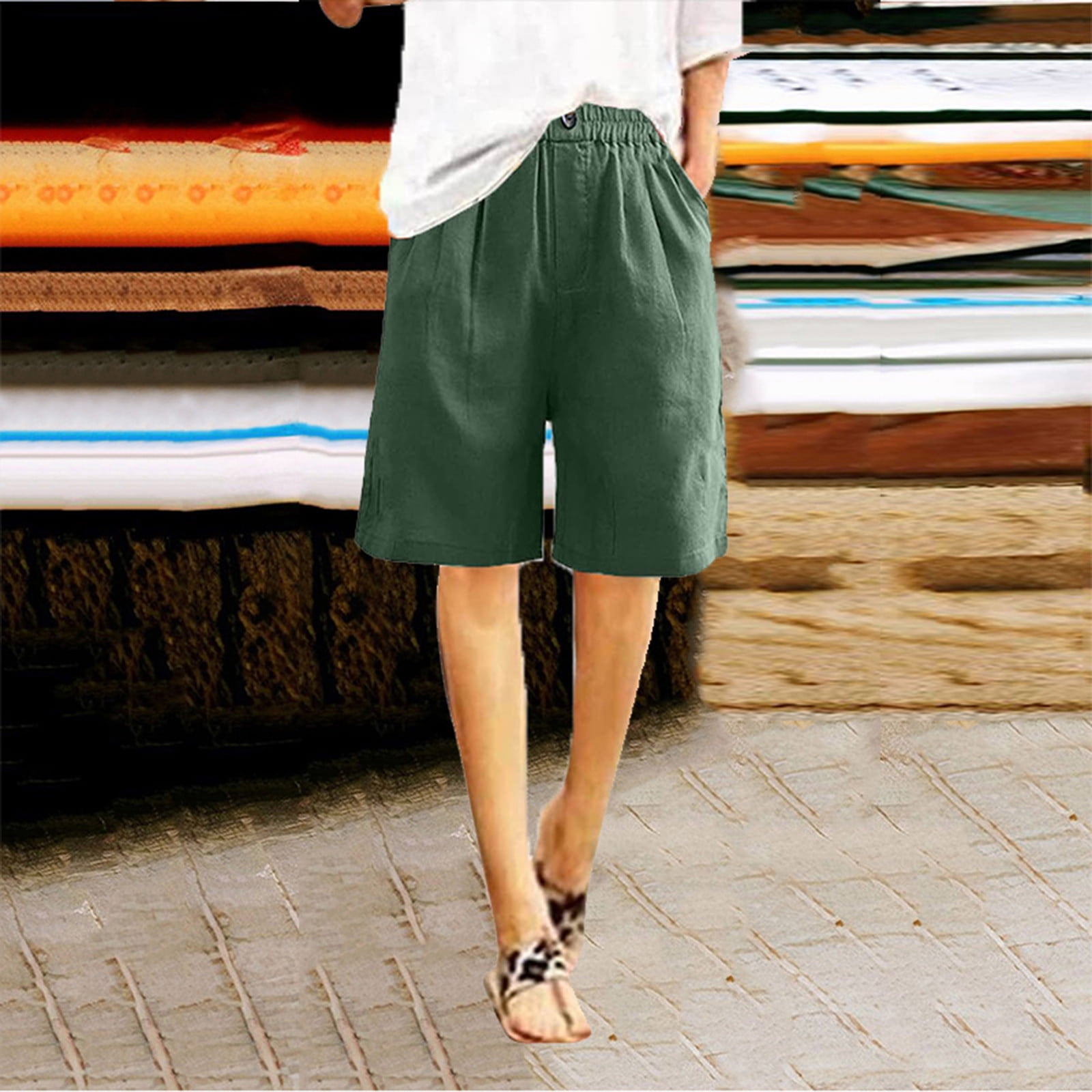 Nrmvnmi Shorts for Women Dressy Casual High Waisted Summer Work Elastic ...