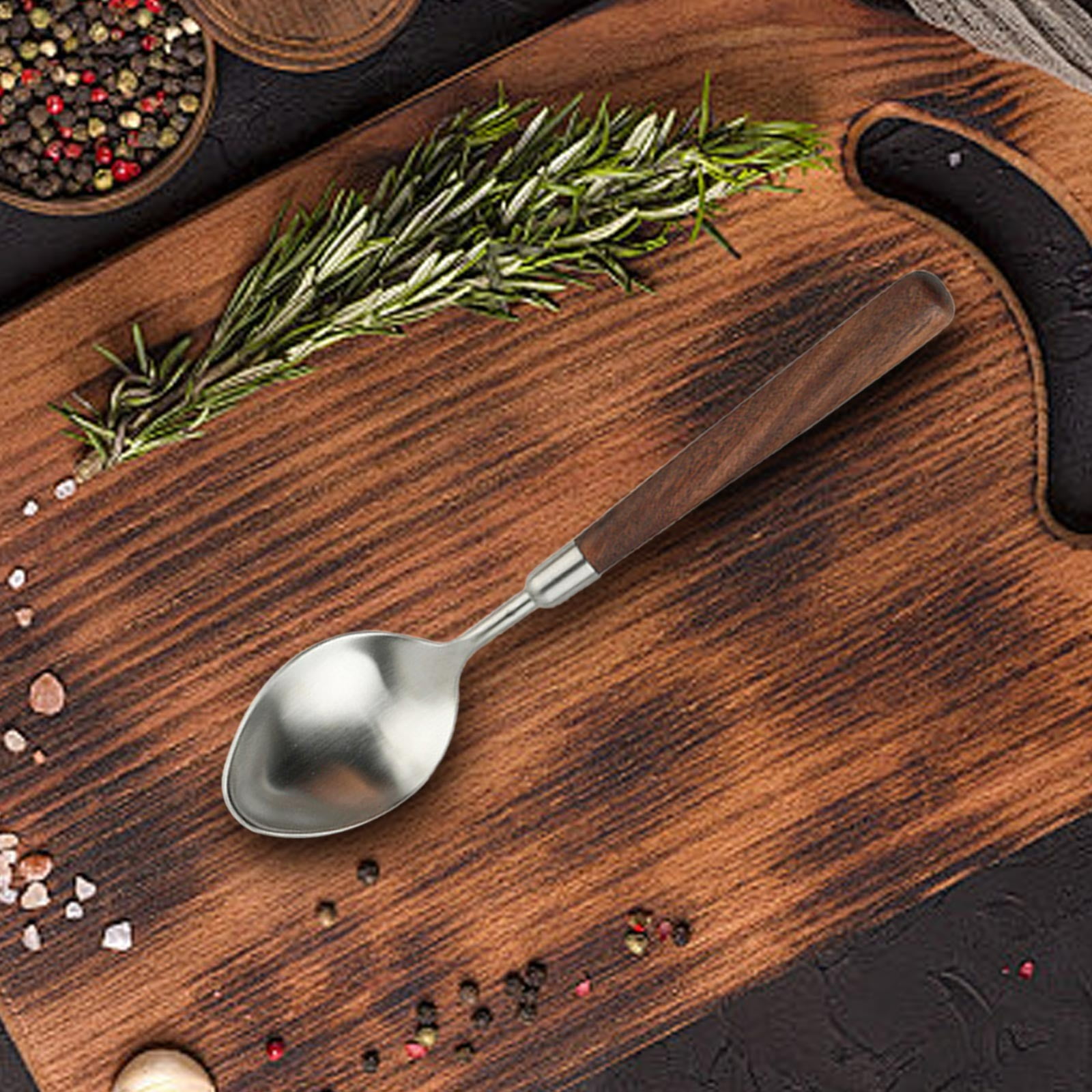 Nrmvnmi Spoon and Forks Set With Walnut Wood Handle, (304) Stainless ...