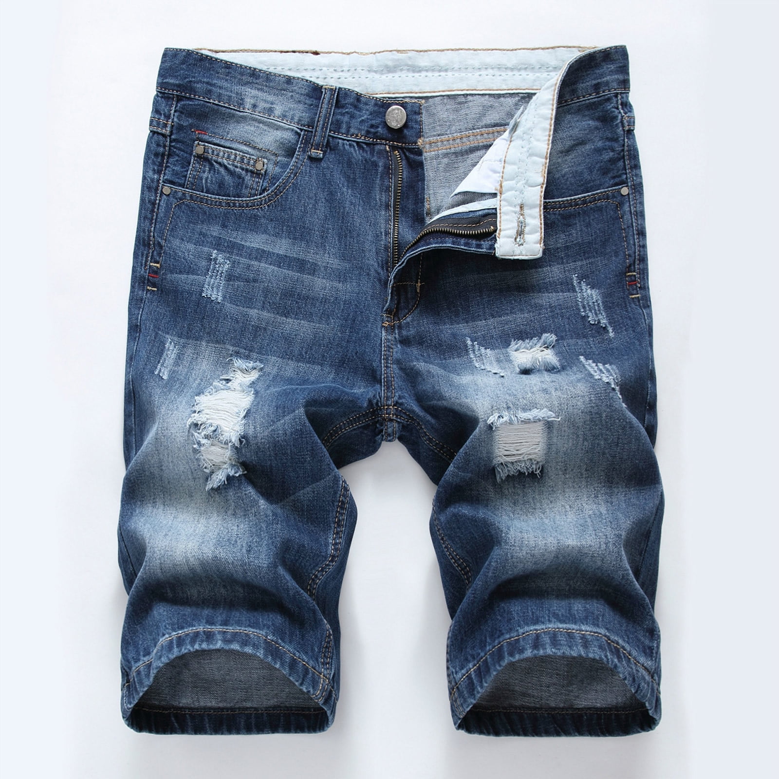 Nrmvnmi Summer Saving 2024 Men's Slim Fit Stretch Denim Shorts Ripped ...
