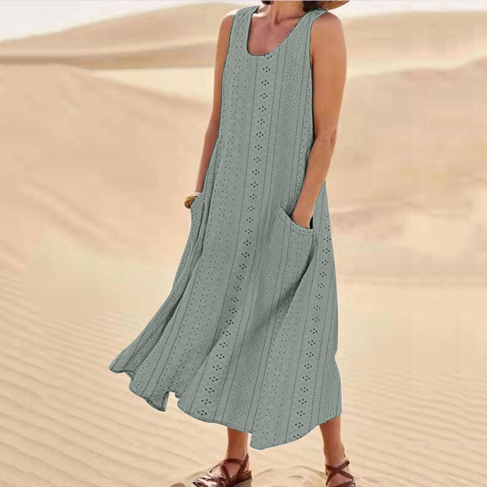 Nrmvnmi Summer Saving 2024 Sundresses for Women 2024 Sleeveless Cute ...