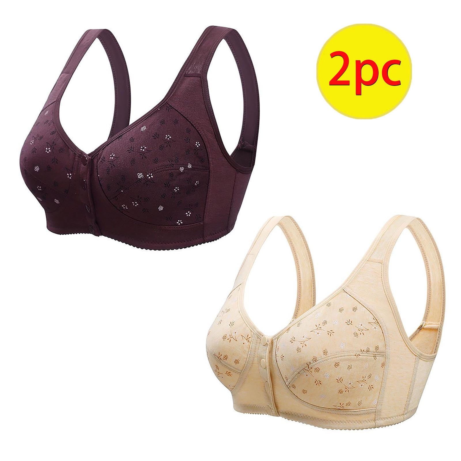 Nrmvnmi Summer Saving 2PC Daisy Bras for Older Women, 2024 Breathable Front Close Button Cotton ...