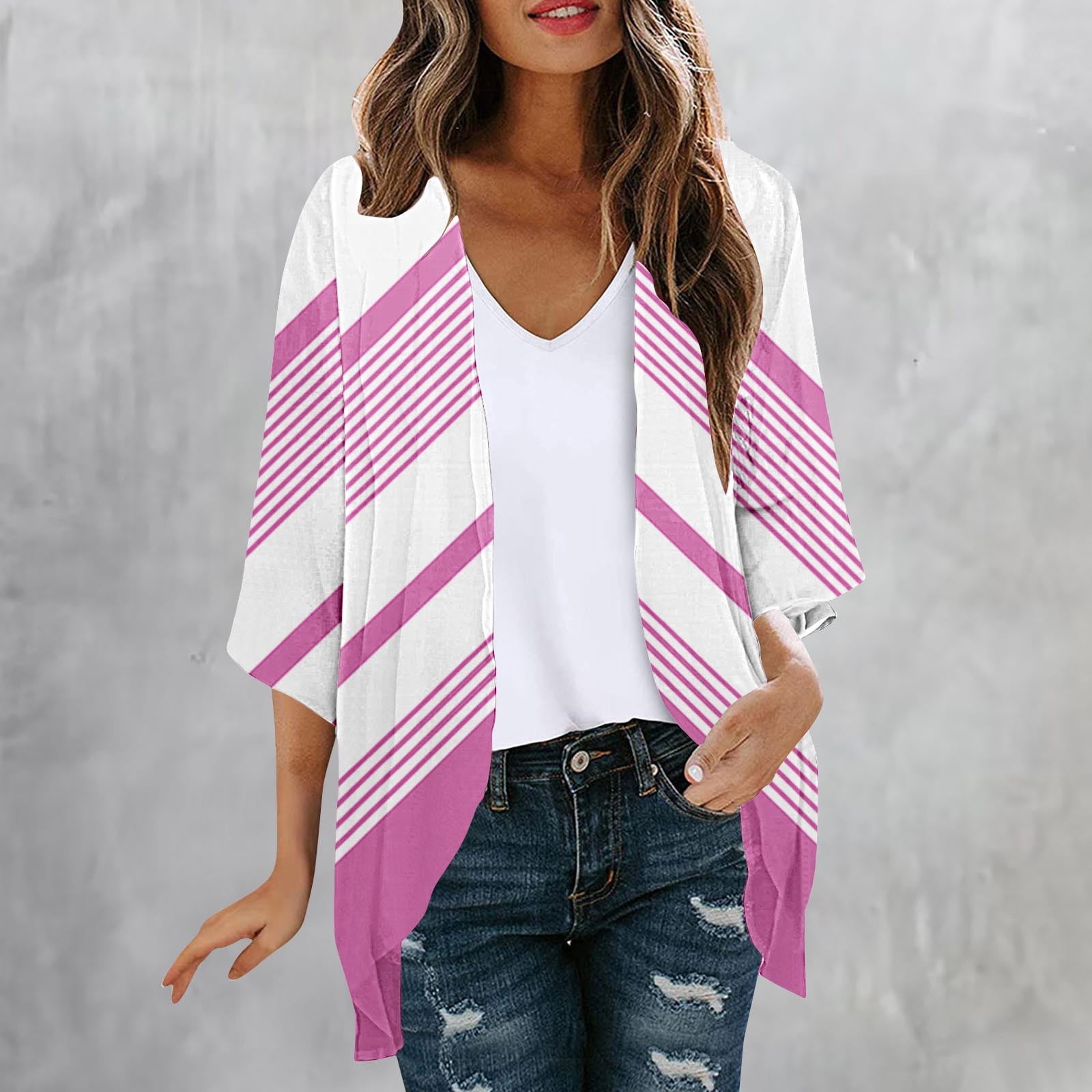 Nrmvnmi Women Open Front Lightweight Cardigan Summer Puff Sleeve ...