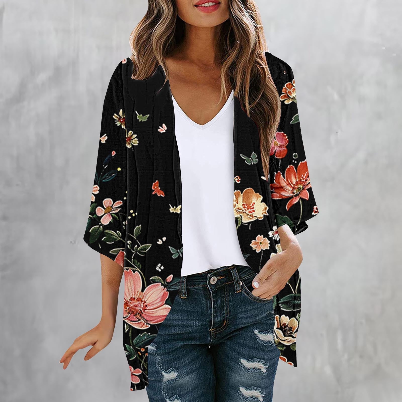 Nrmvnmi Women Open Front Lightweight Cardigan Summer Puff Sleeve ...