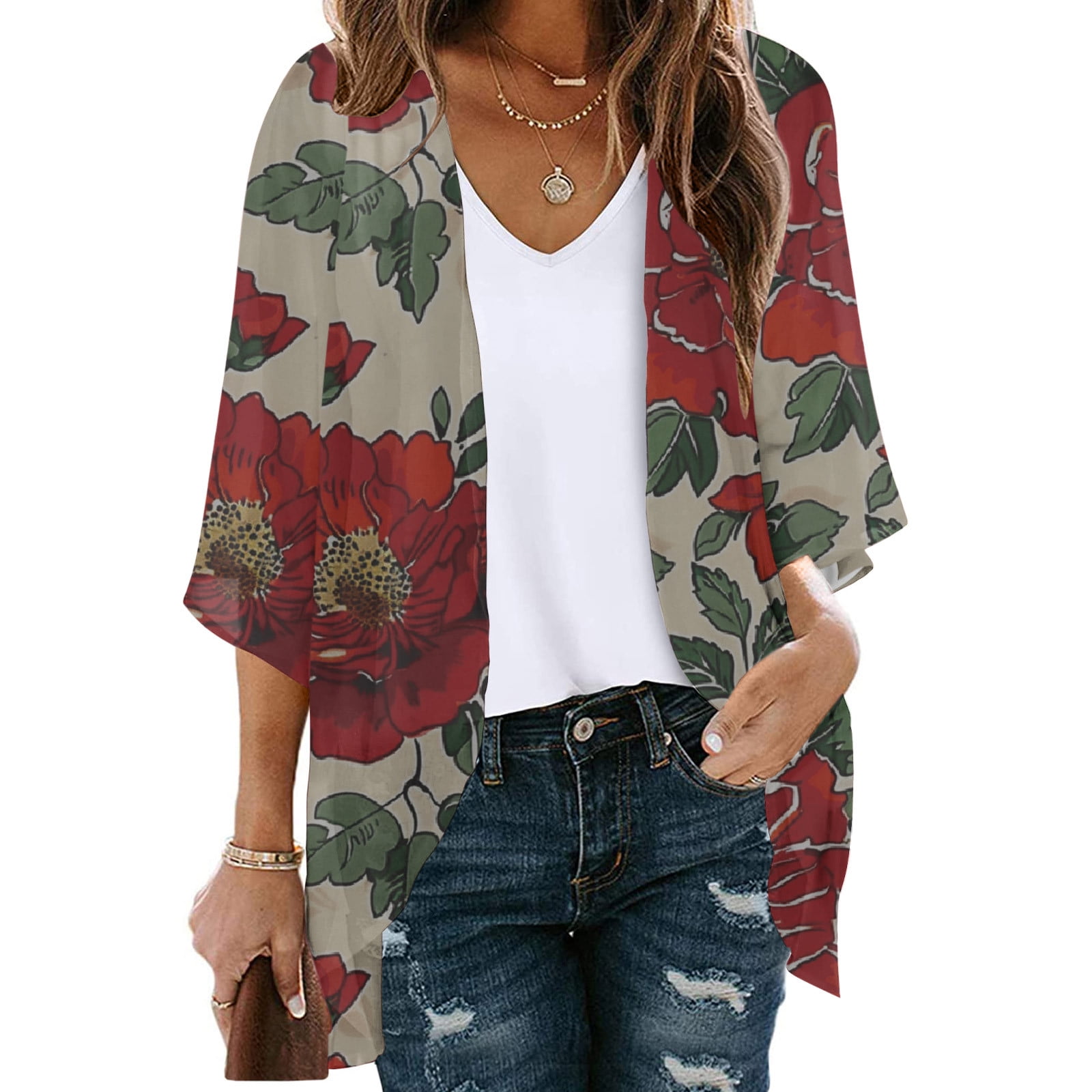 Nrmvnmi Women Open Front Lightweight Cardigan Summer Puff Sleeve ...