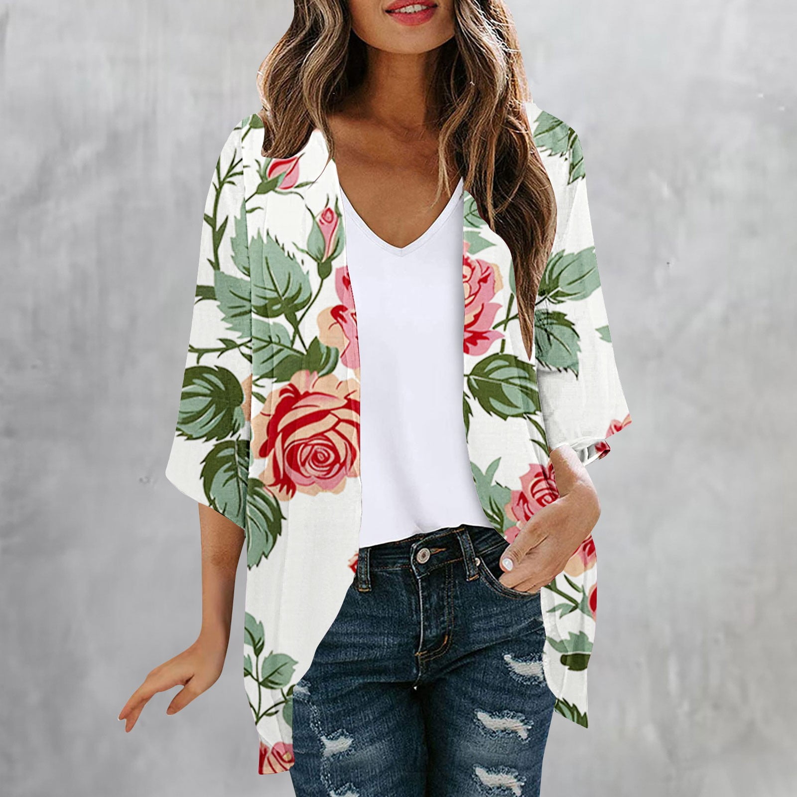 Nrmvnmi Women Open Front Lightweight Cardigan Summer Puff Sleeve ...