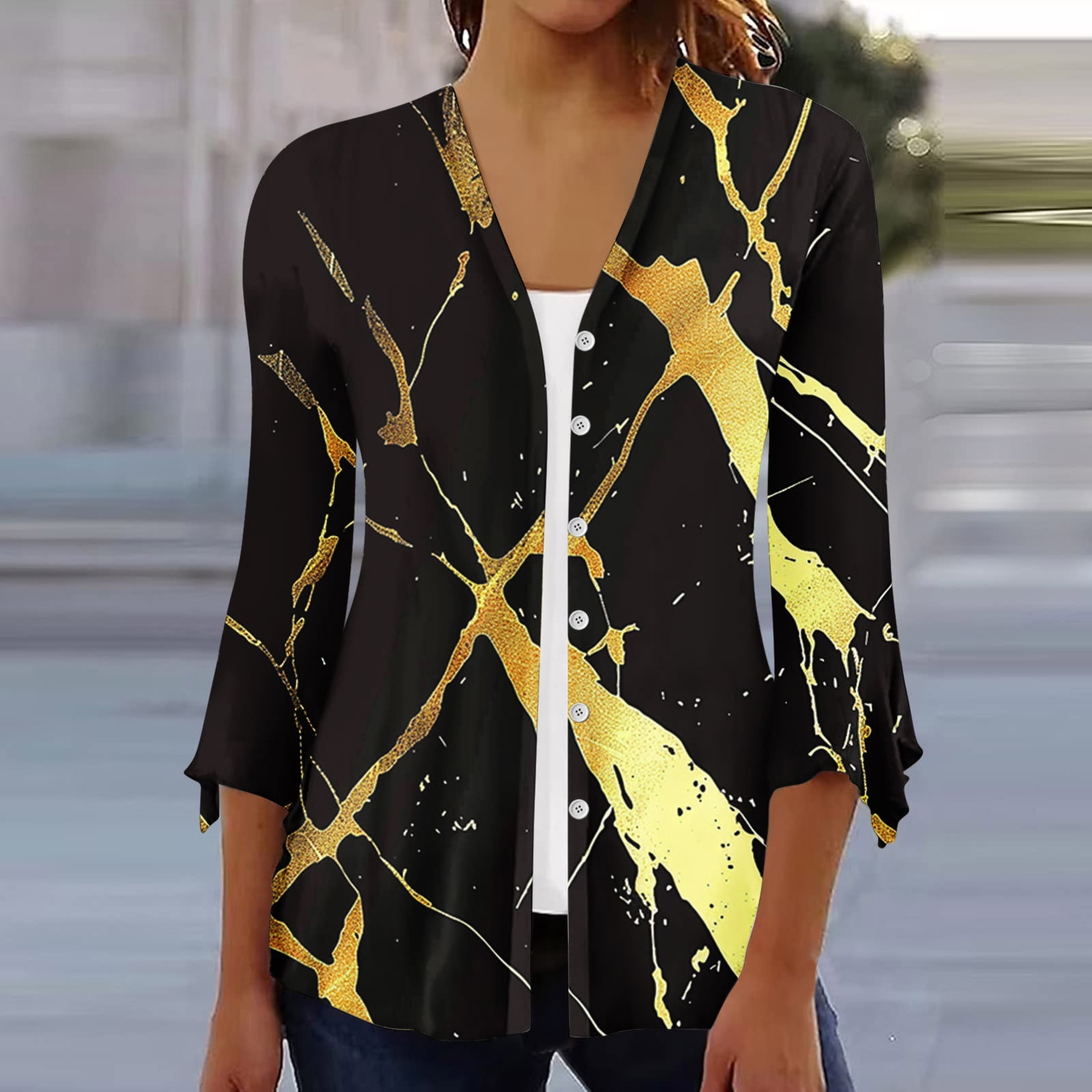 Nrmvnmi Women Open Front Lightweight Cardigan Summer Puff Sleeve ...