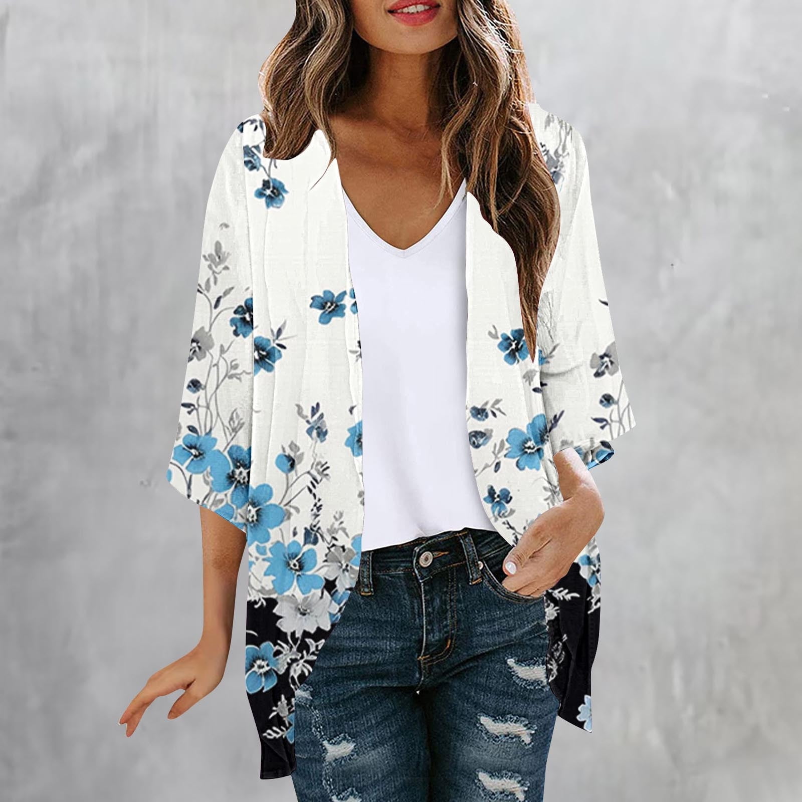 Nrmvnmi Women Open Front Lightweight Cardigan Summer Puff Sleeve ...