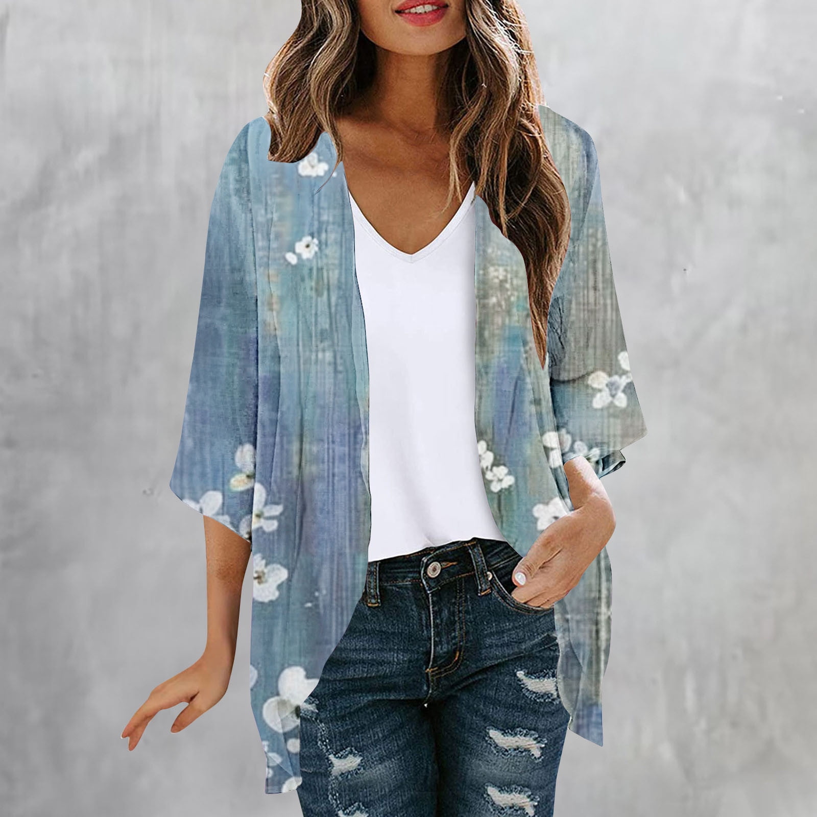 Nrmvnmi Women Open Front Lightweight Cardigan Summer Puff Sleeve ...