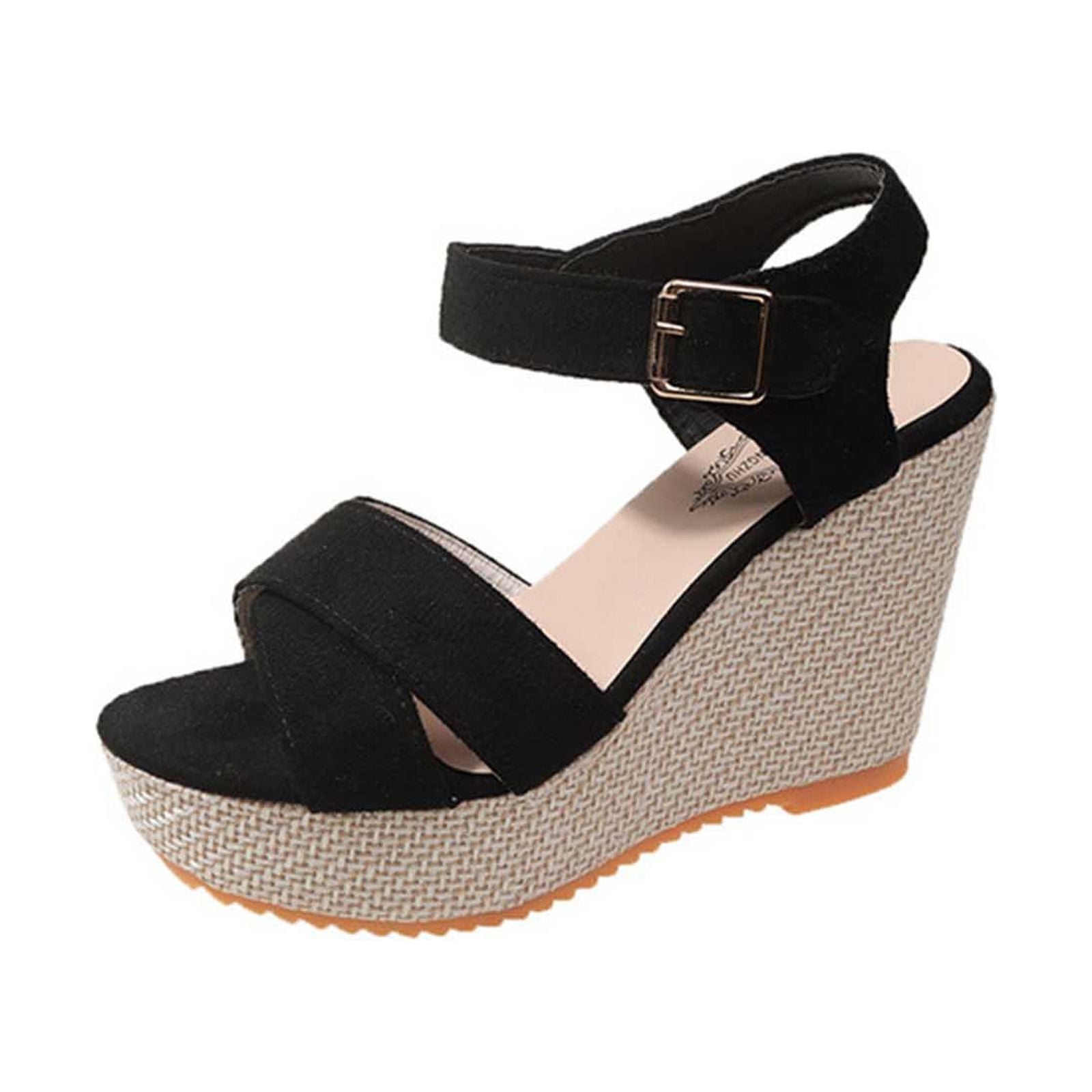 Nrmvnmi Women's Boho Wedge Sandals Open Toe Ankle Strap Summer Platform ...