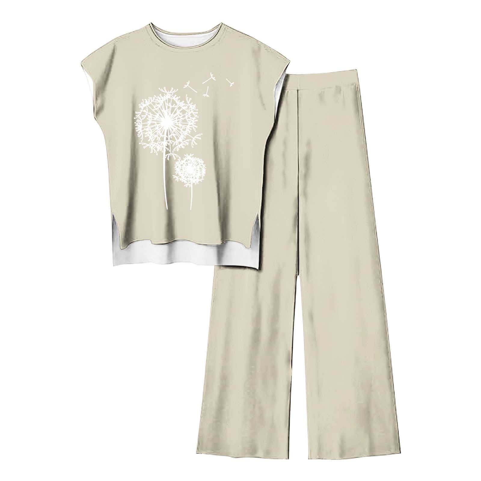 Nrmvnmi Women's Floral Printed 2 Piece Outfits Cap Sleeveless Pullover ...