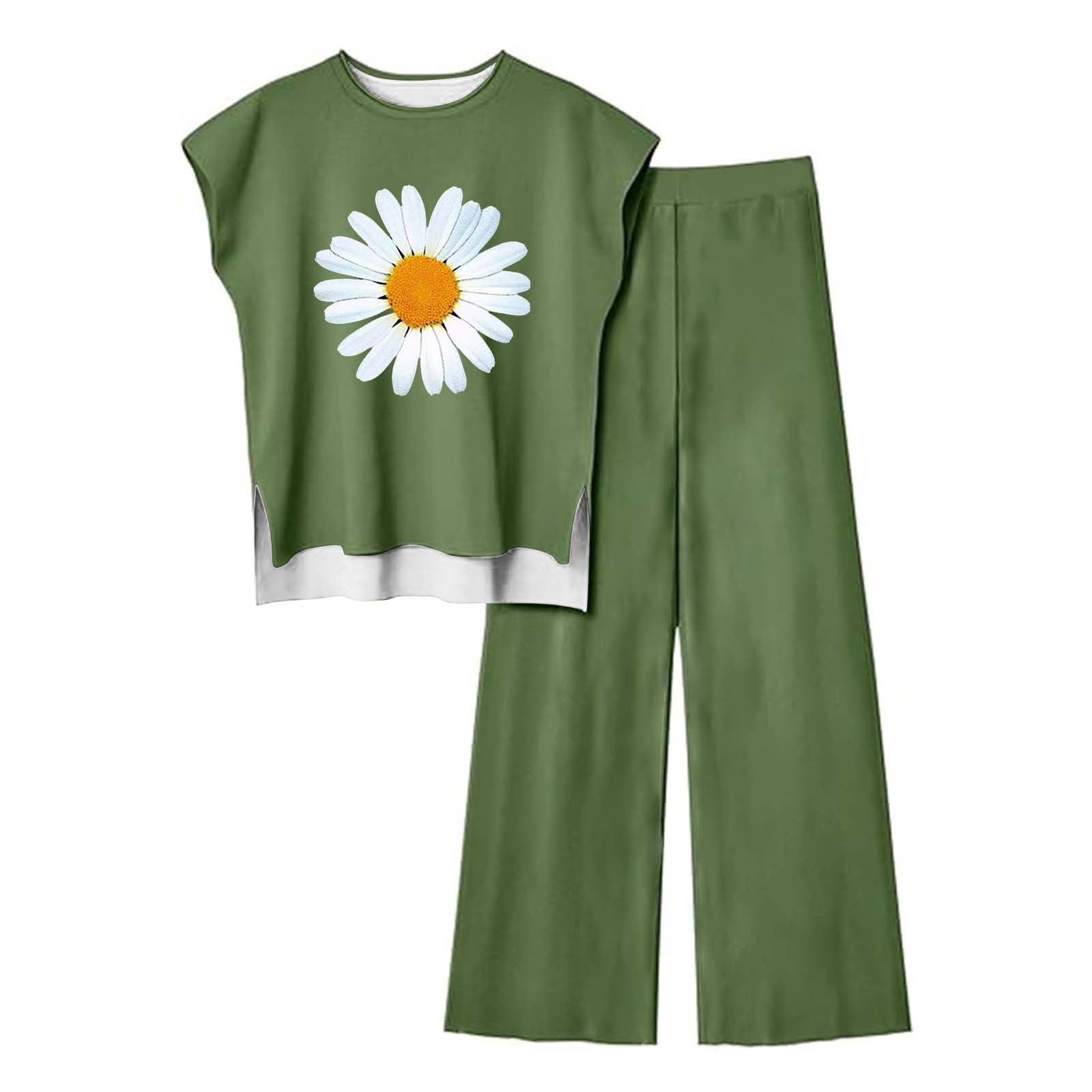 Nrmvnmi Women's Floral Printed 2 Piece Outfits Cap Sleeveless Pullover ...