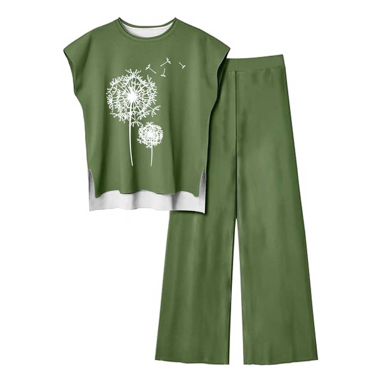 Nrmvnmi Women's Floral Printed 2 Piece Outfits Cap Sleeveless Pullover ...