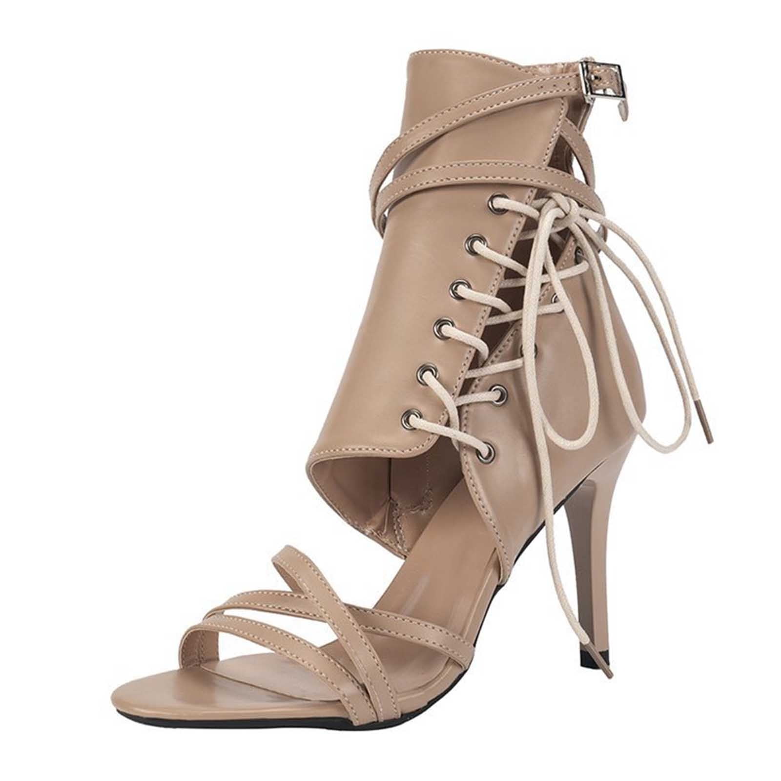 Nrmvnmi Women's High-Heels Ankle Boots Open Toe Summer Plus Size Fish ...