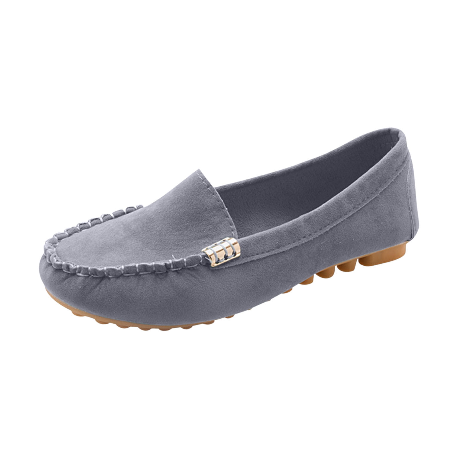 Nrmvnmi Women's Loafers Closed Toe Flat Heel Slip on Work Shoes Gray ...
