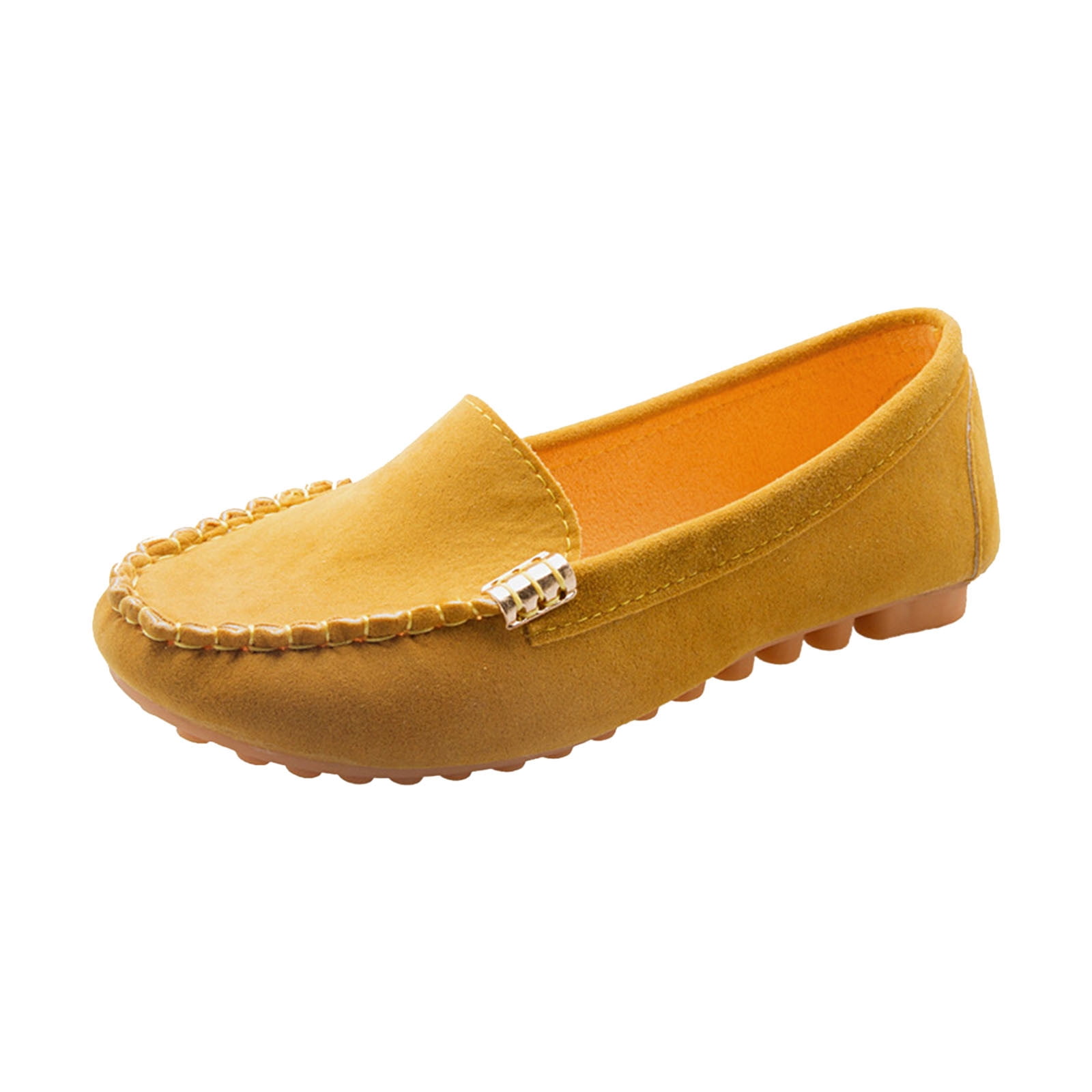 Nrmvnmi Women's Loafers Closed Toe Flat Heel Slip on Work Shoes Yellow ...