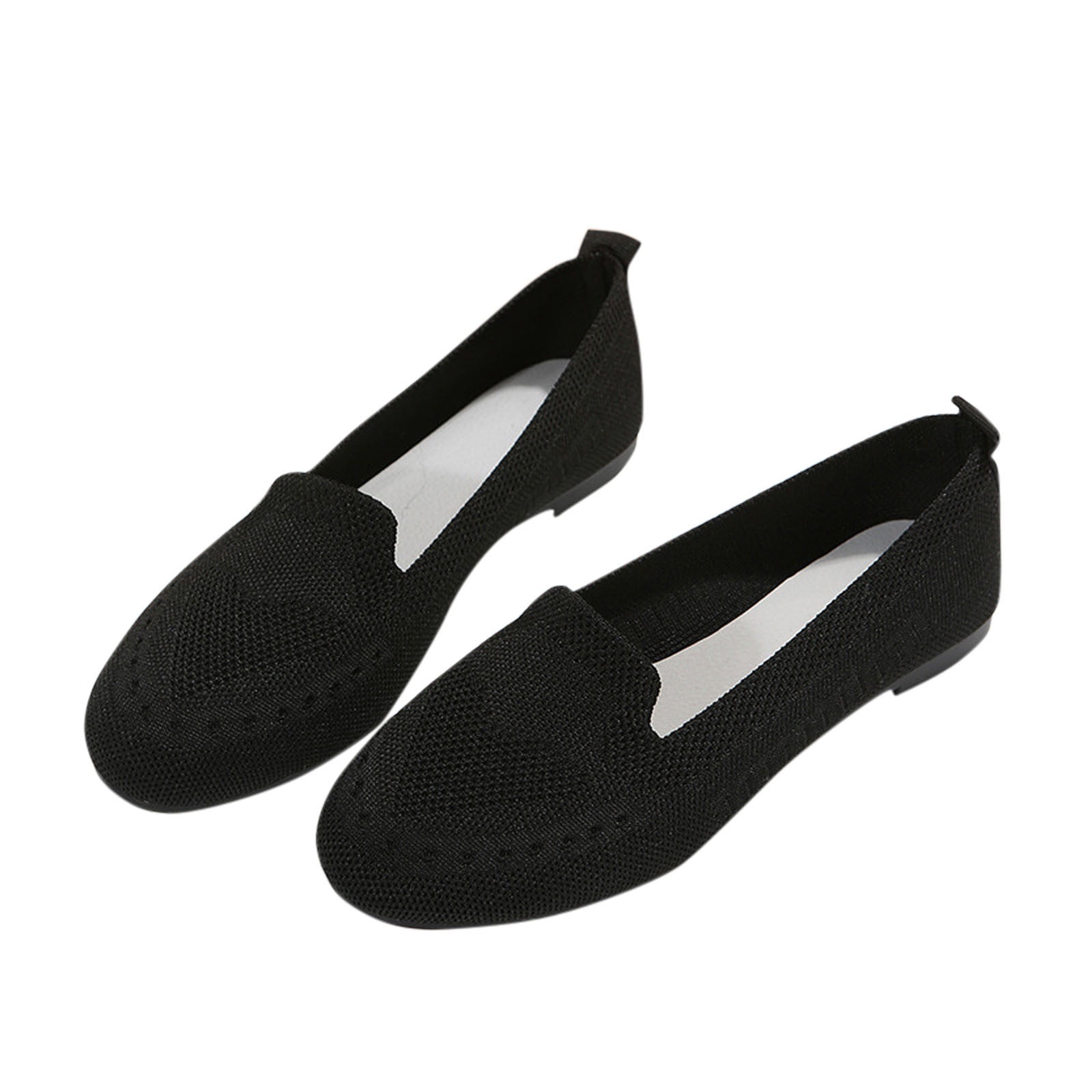 Nrmvnmi Women's Loafers Mesh Knit Shoes Round Toe Low Wedge Comfort ...