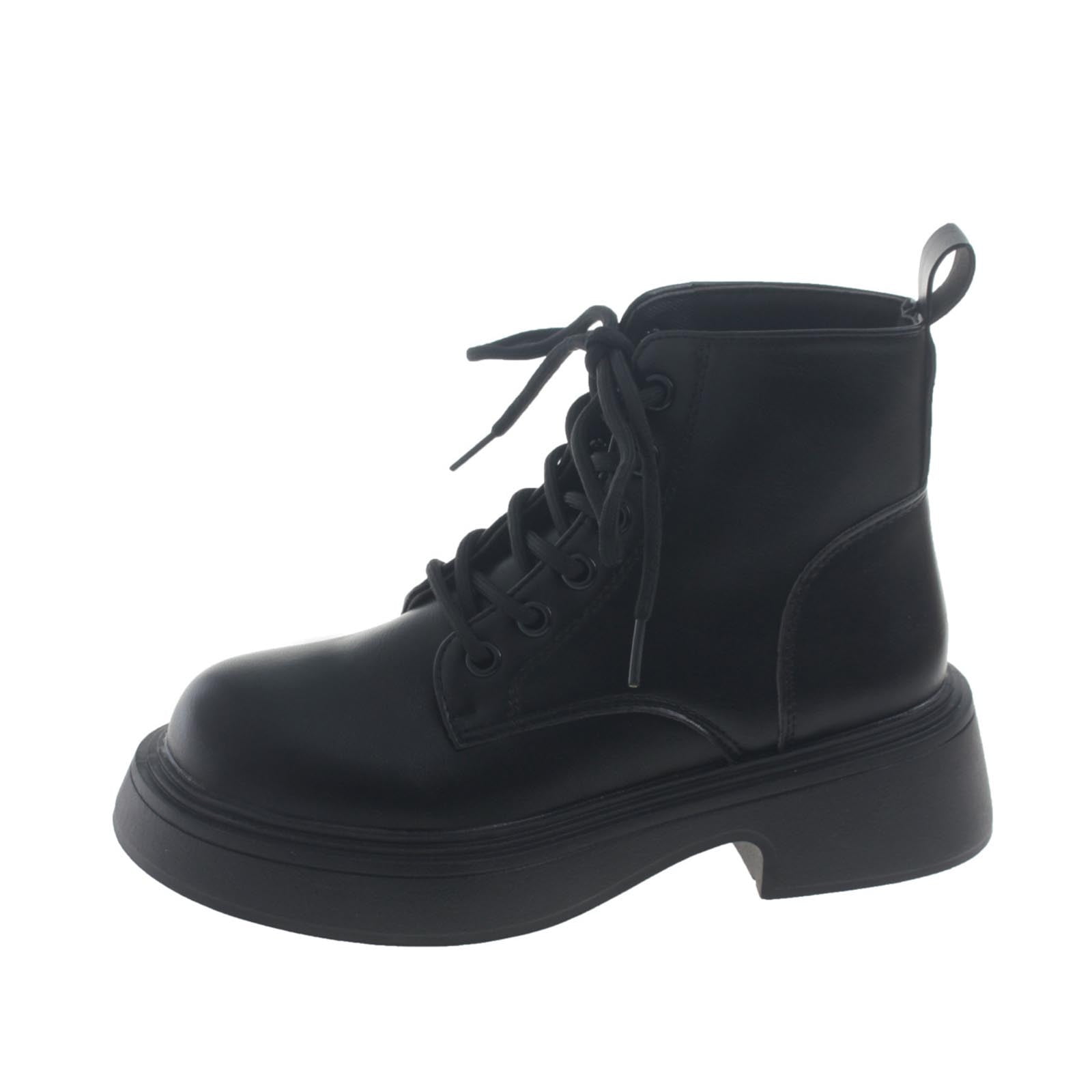 Nrmvnmi Women's Middle Heels Ankle Boots Closed Toe Plus Size Solid ...