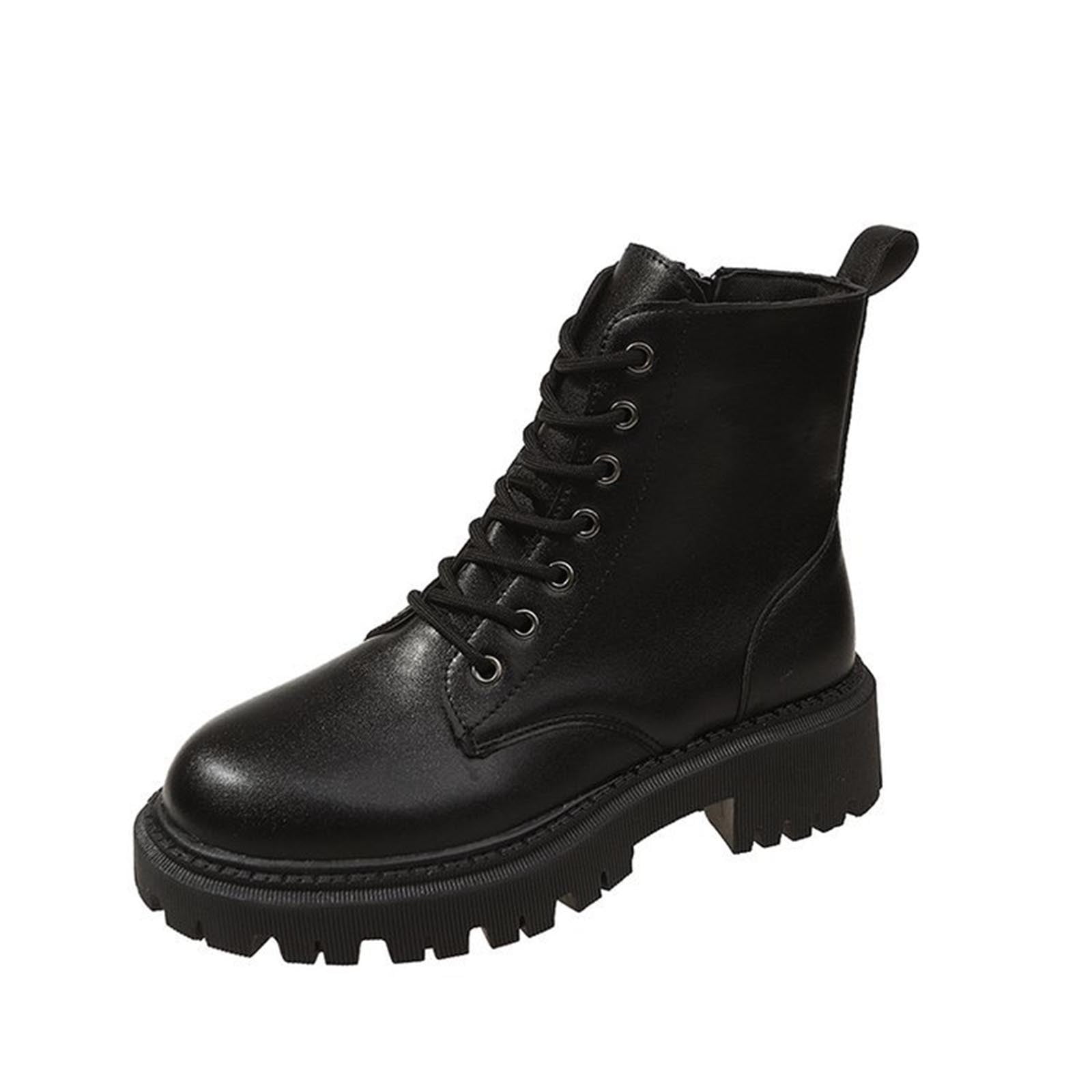 Nrmvnmi Women's Middle Heels Ankle Boots Closed Toe Plus Size Solid ...