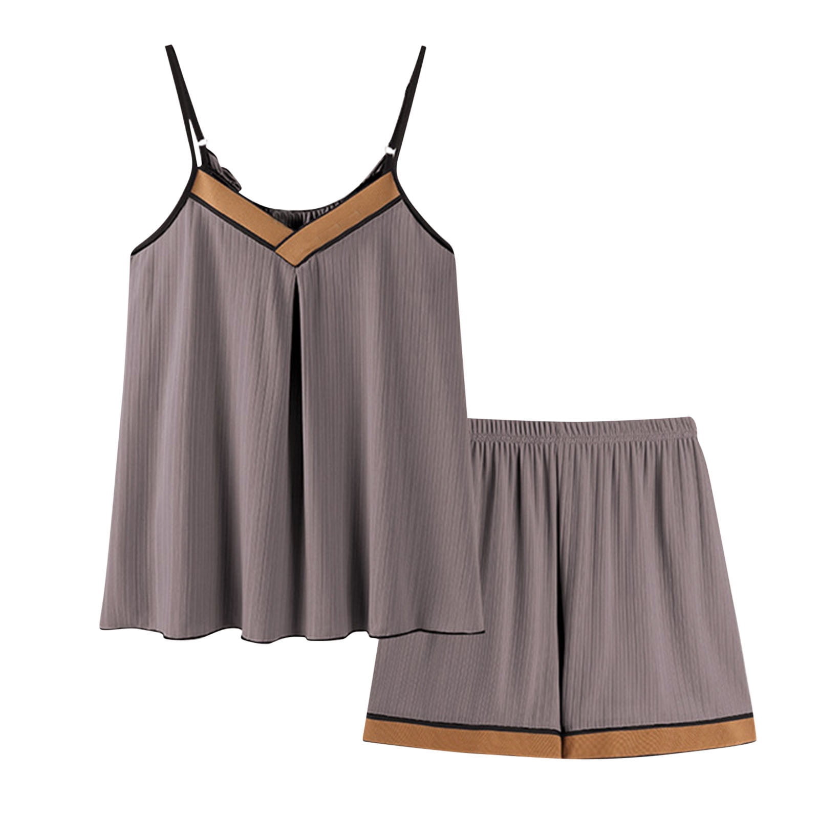 Nrmvnmi Women's Pajama Set- 2-Piece Micro Built-In-Paded Shorts and ...