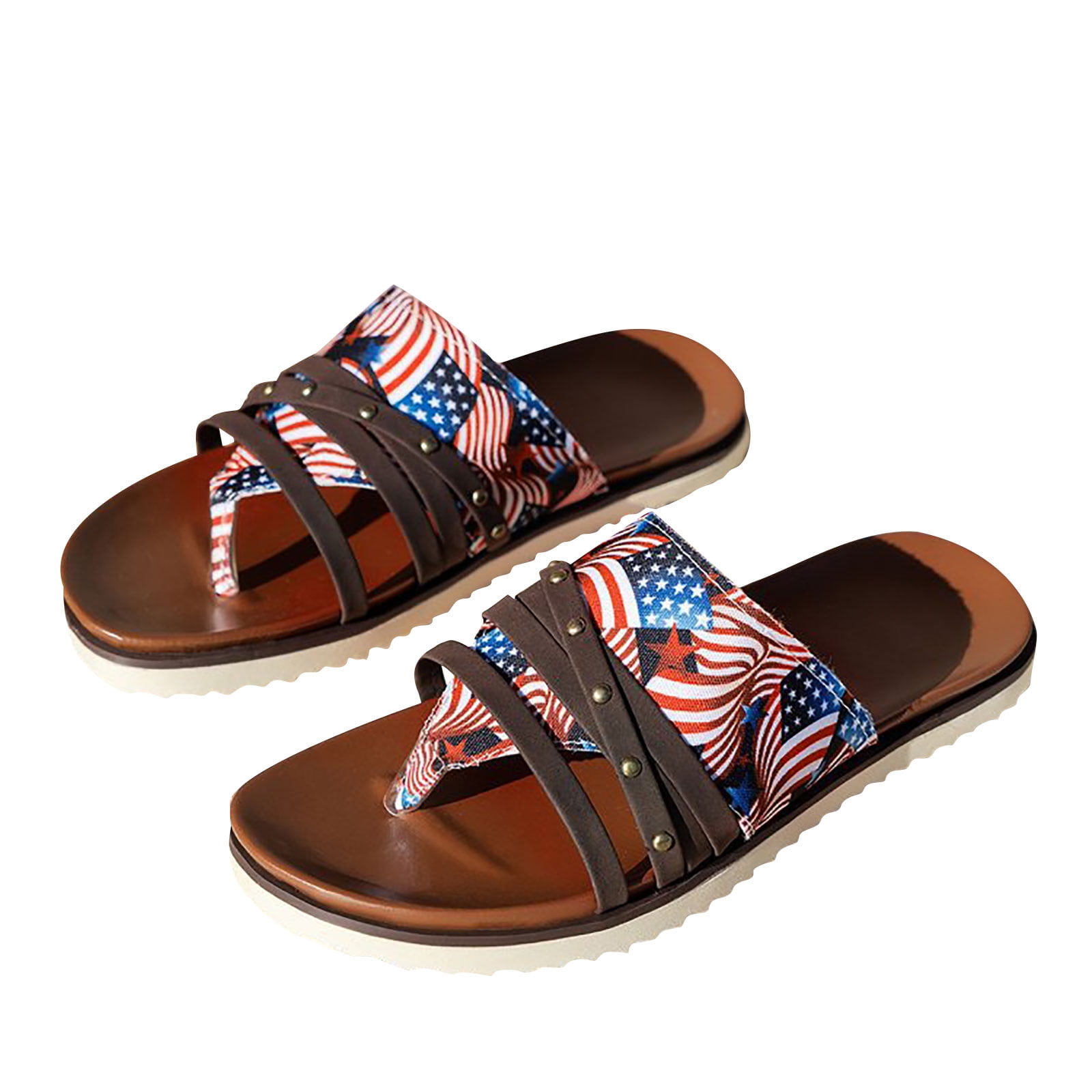 Nrmvnmi Women's Retro Flip-Flop Slides Strap Beach Slippers Slip on ...