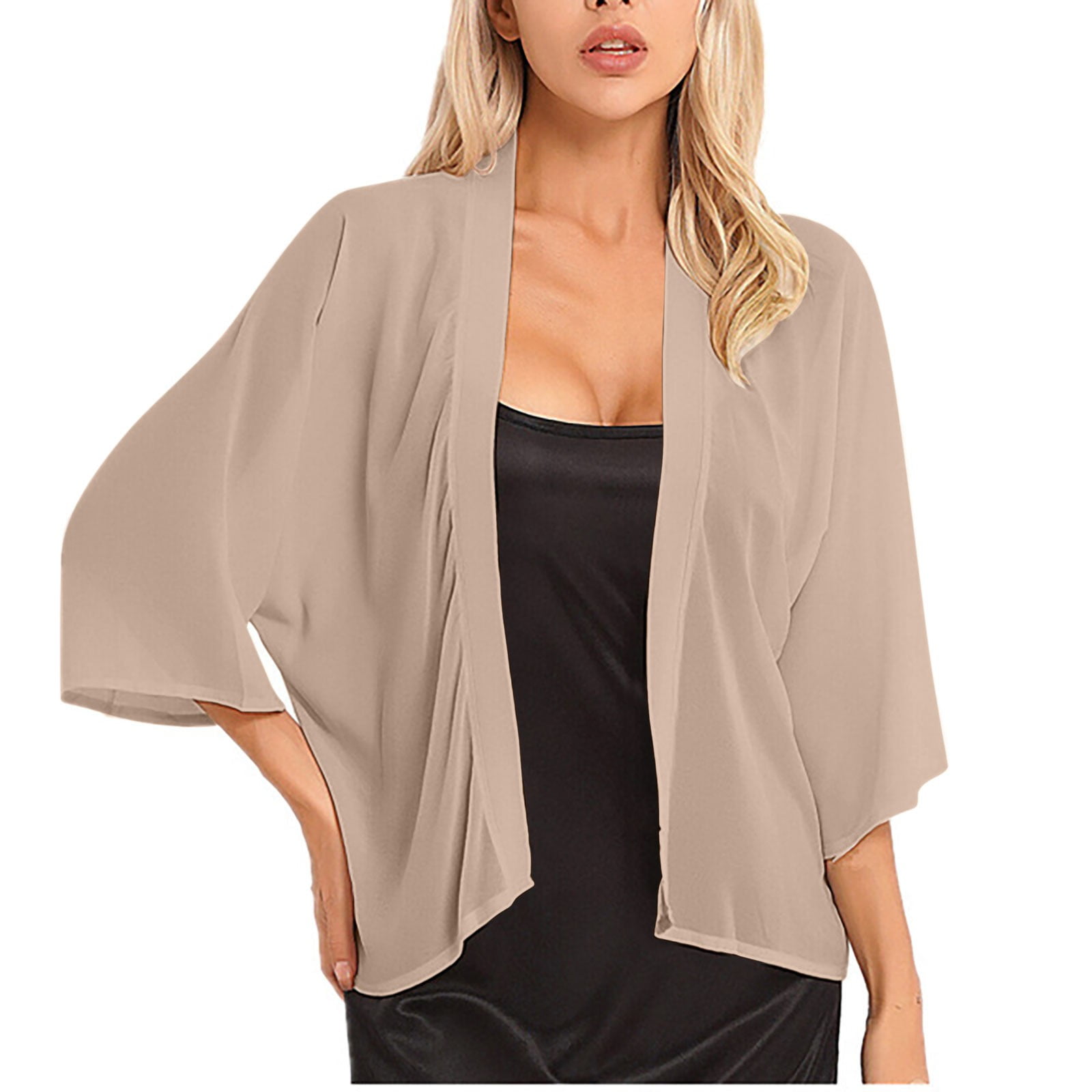 Nrmvnmi Women’s Sheer Shrugs Summer 3/4 Sleeve Lightweight Draped ...