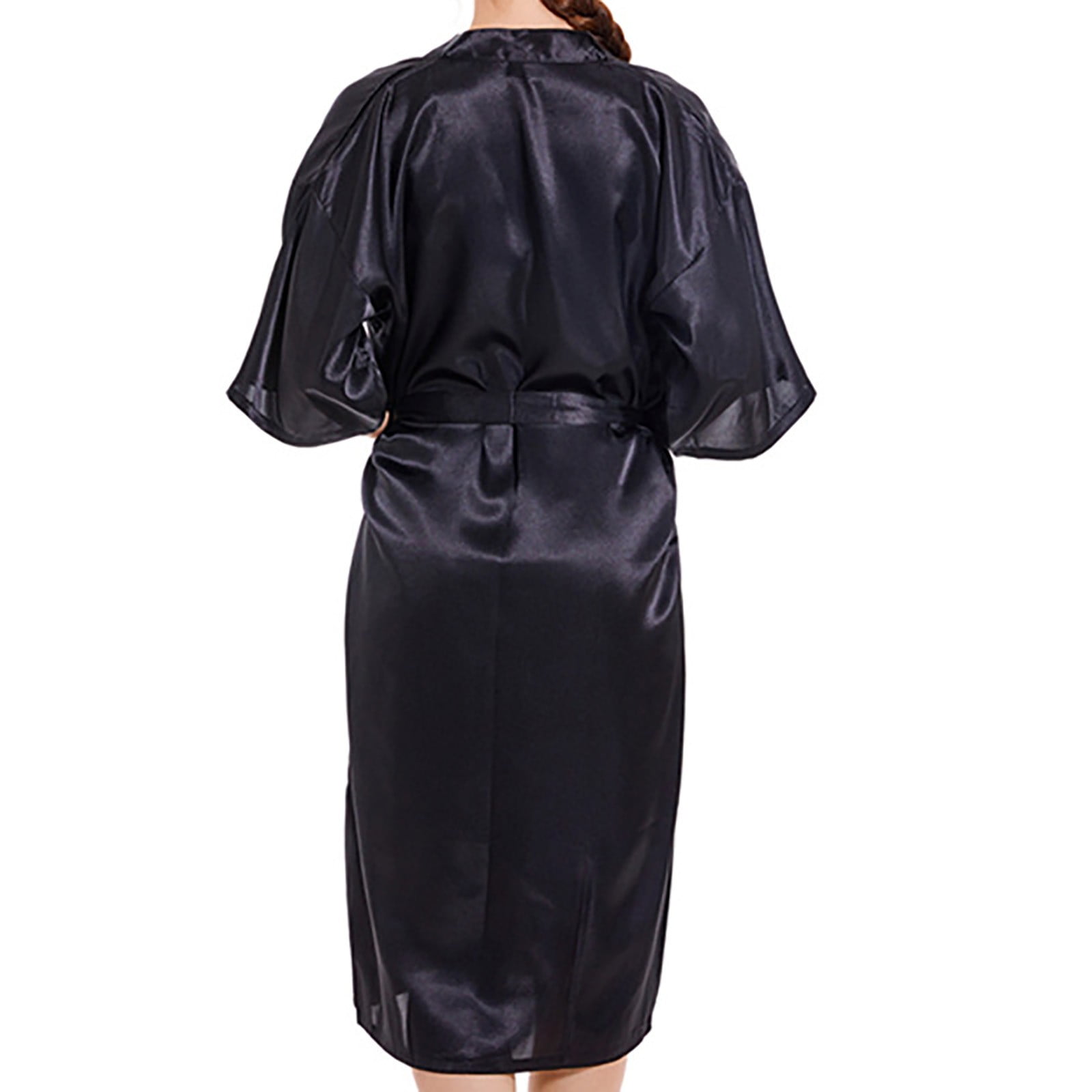 Nrmvnmi Women's Silk Robes Kimonos Satin Pajamas Solid Color Glossy ...