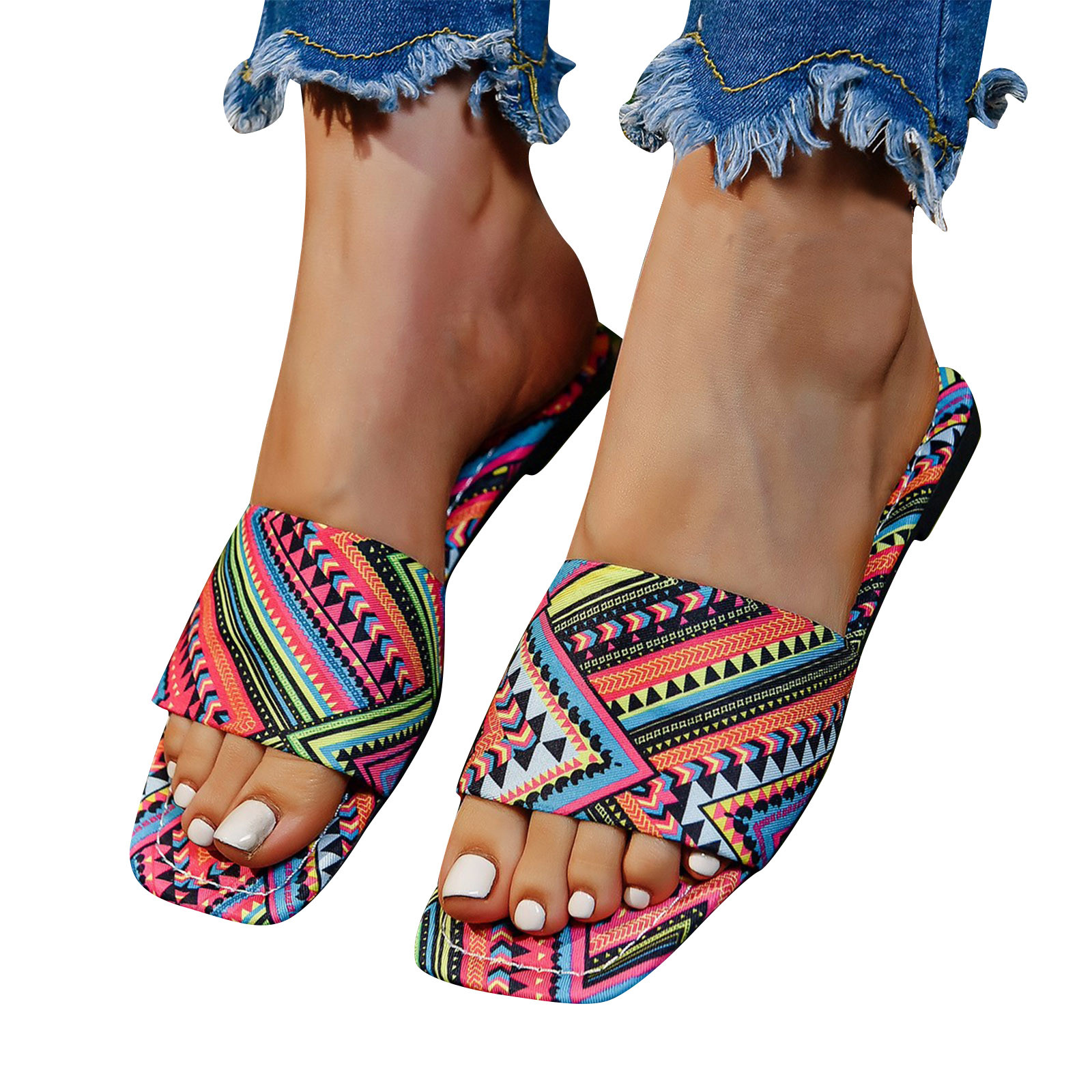 Nrmvnmi Women's Slippers Summer Open Toe Slippers Large Size Block ...