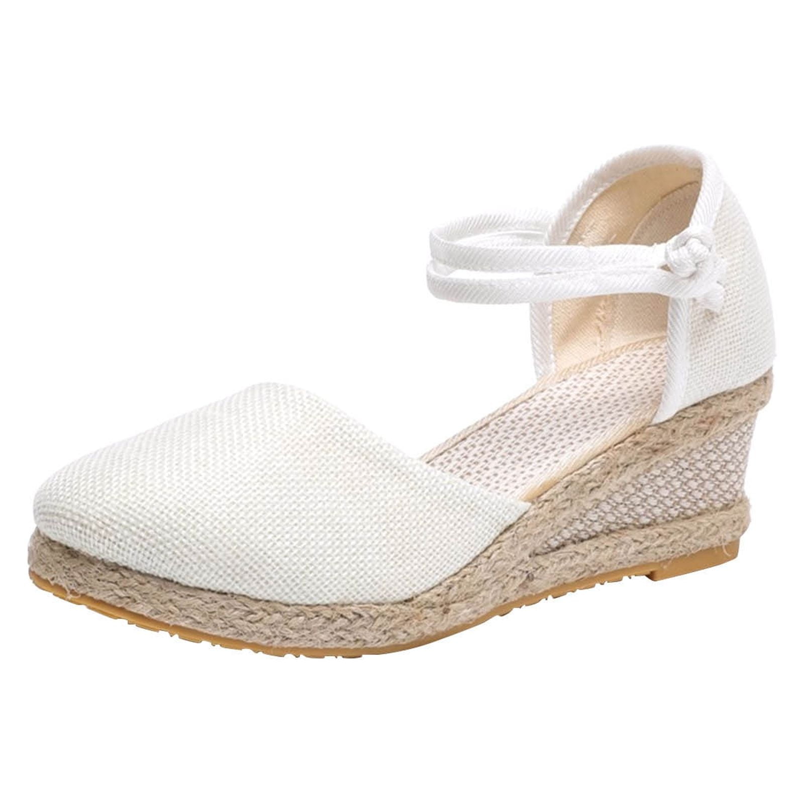 Nrmvnmi Womens Espadrilles Wedge Sandals Platform Closed Toe Ankle ...