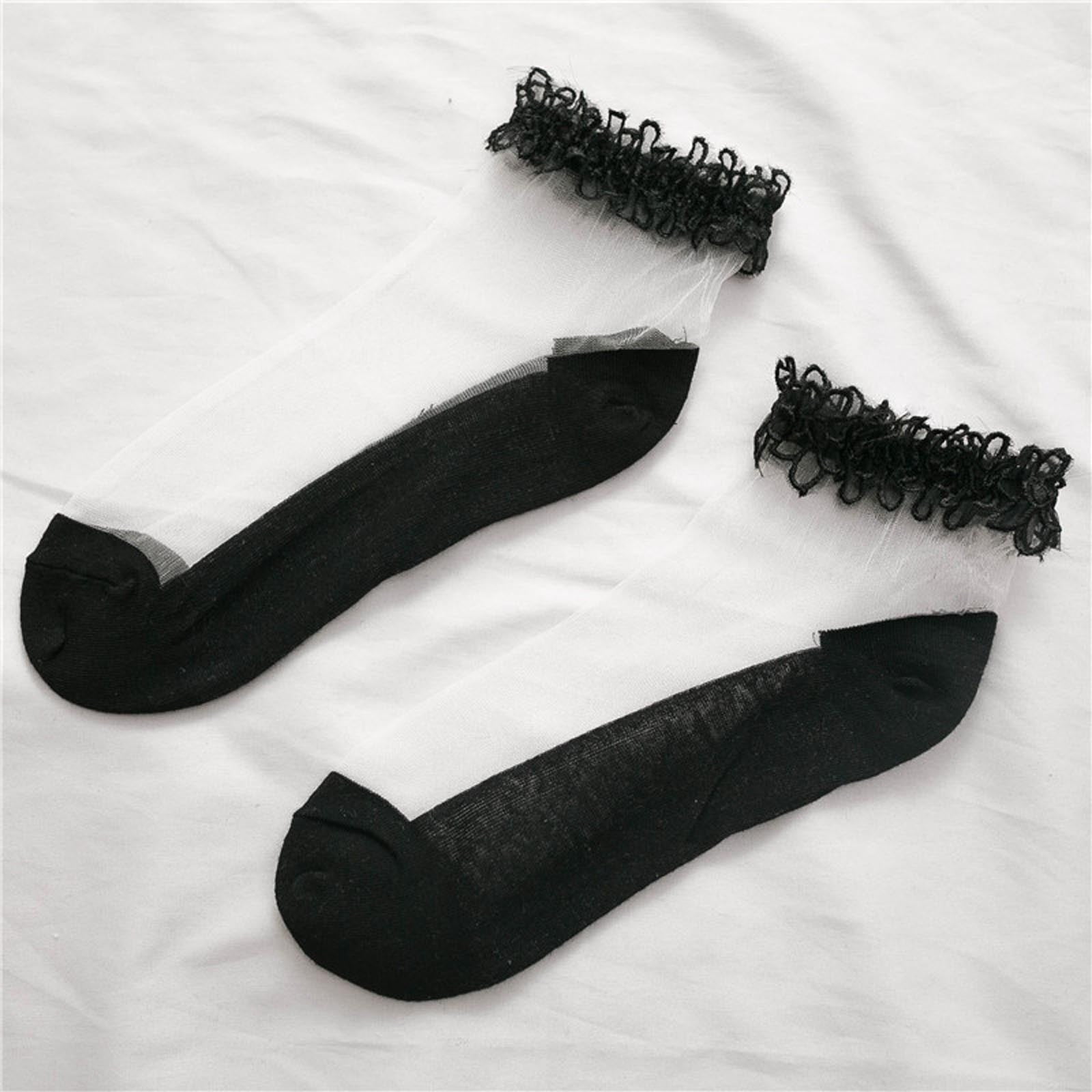 Nrmvnmi Womens Girls Lace Sheer Ankle Socks Summer Socks Thin Mesh ...