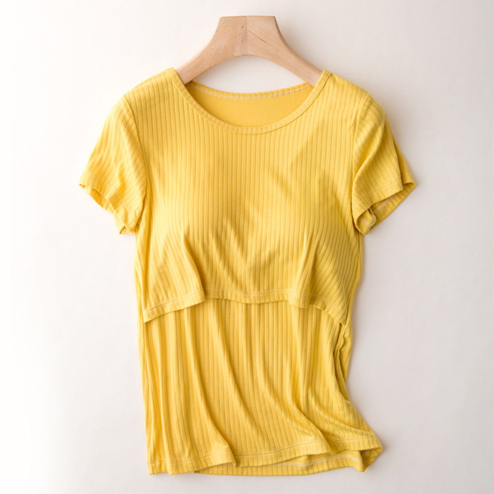 Nrmvnmi Womens Solid Color Nursing Tops Short Sleeve Breastfeeding ...