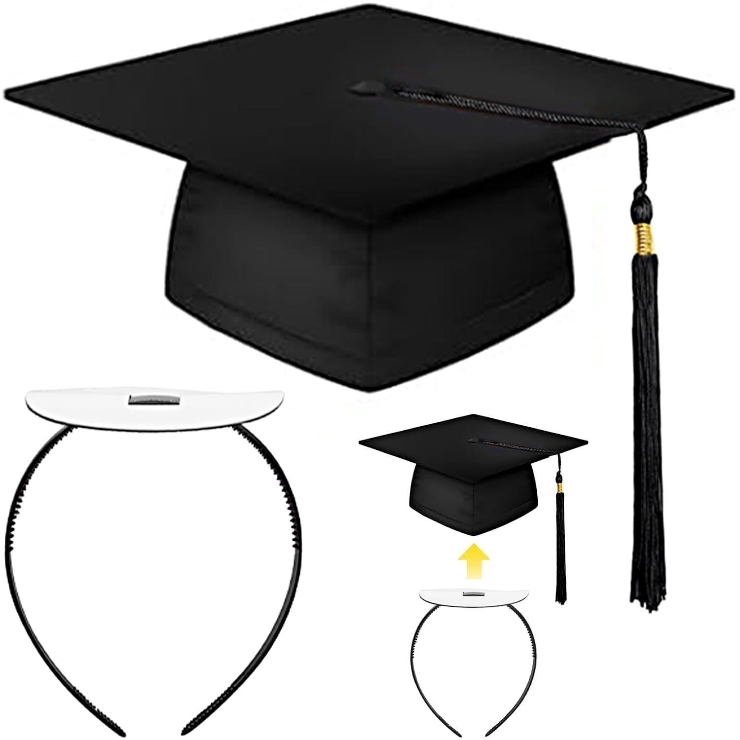 Nrnio Matte Graduation Cap and Graduation Cap Headband, with Tassel ...